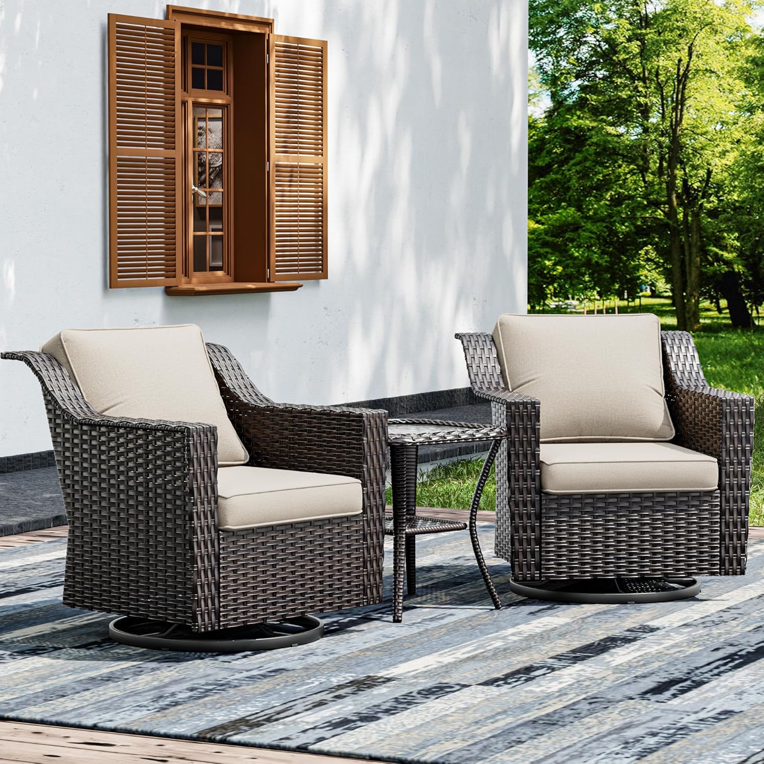 Amazon.com: Joyside Wicker Patio Furniture Sets, 3 Pieces Upgraded Large Size Outdoor Furniture ...