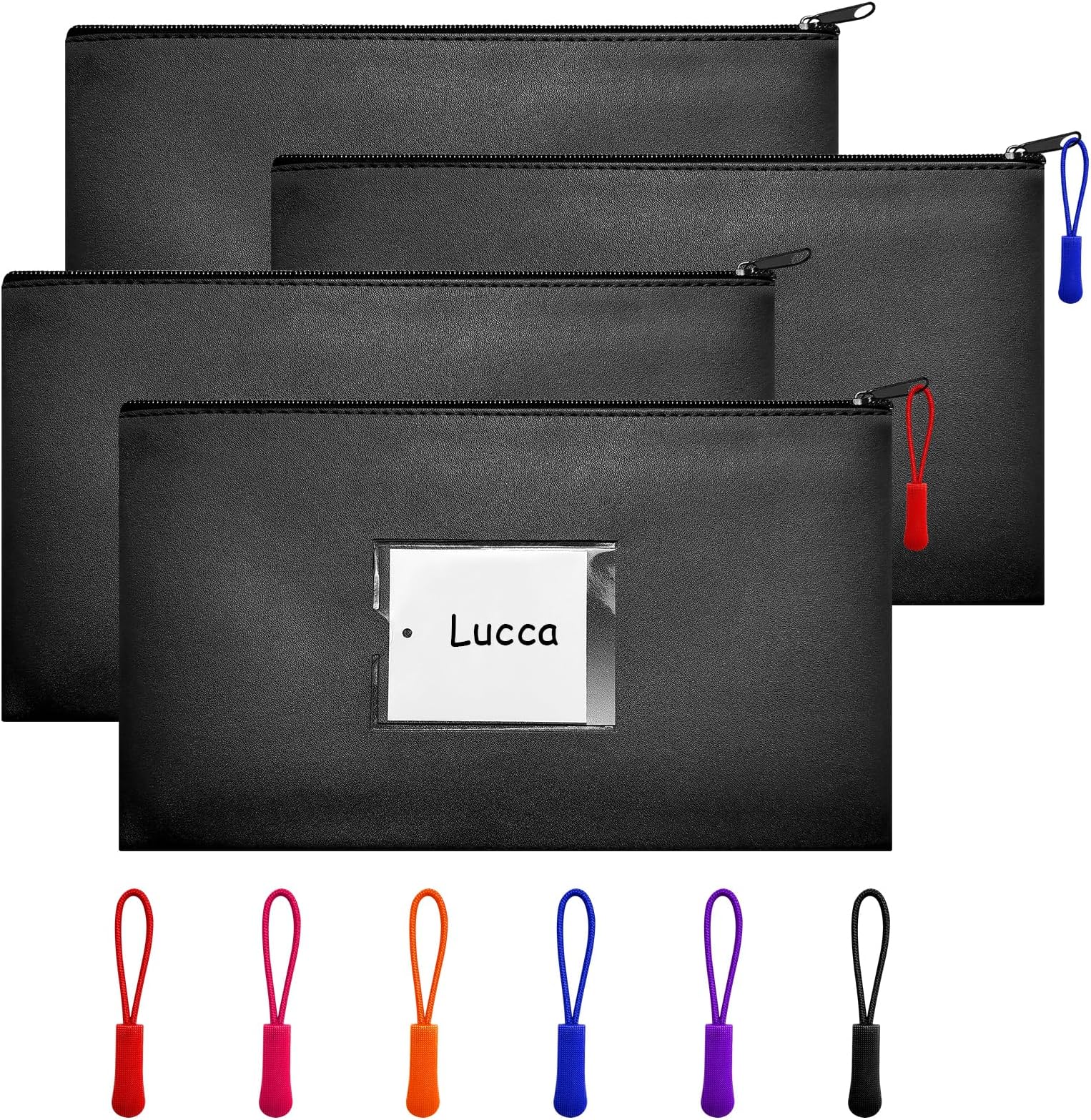 Amazon.com : 4 Pcs Black Money Pouches with Zipper - 11x6.1in Bank ...