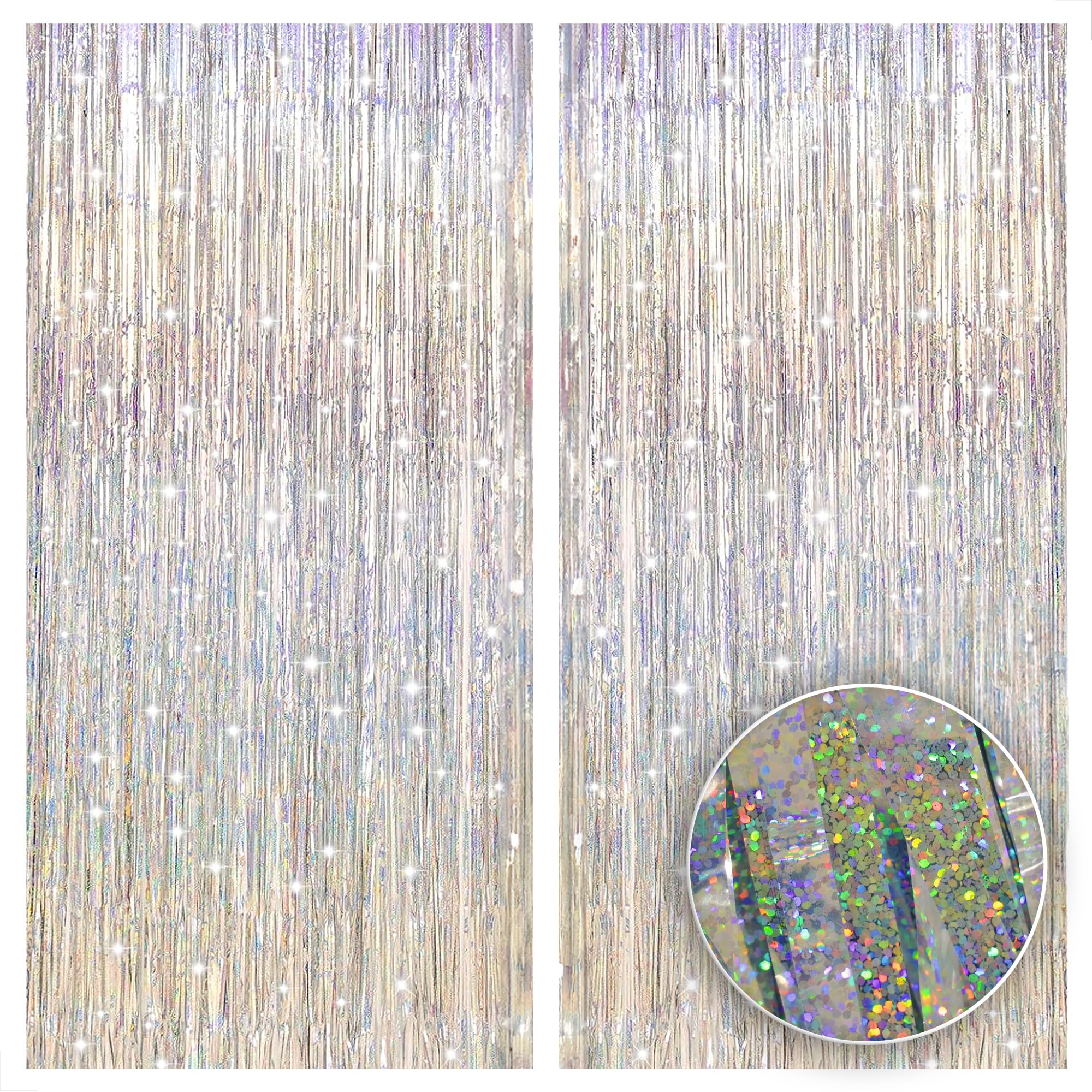 Snapklik.com : Iridescent Silver Backdrop Curtain - XtraLarge, 32x8 ...