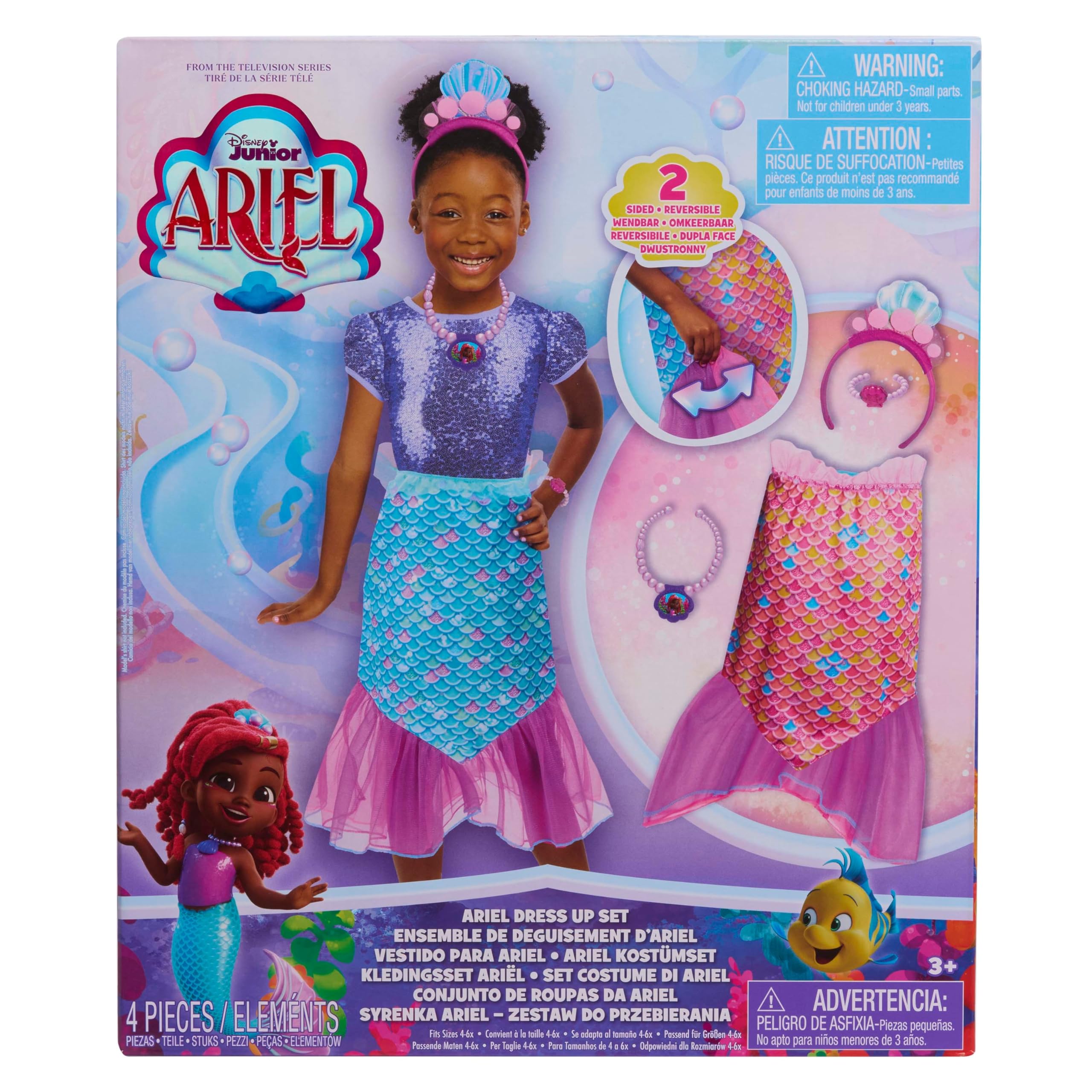 Amazon.com: Disney Junior Ariel 2-in-1 Dress Up Set for Pretend Play ...