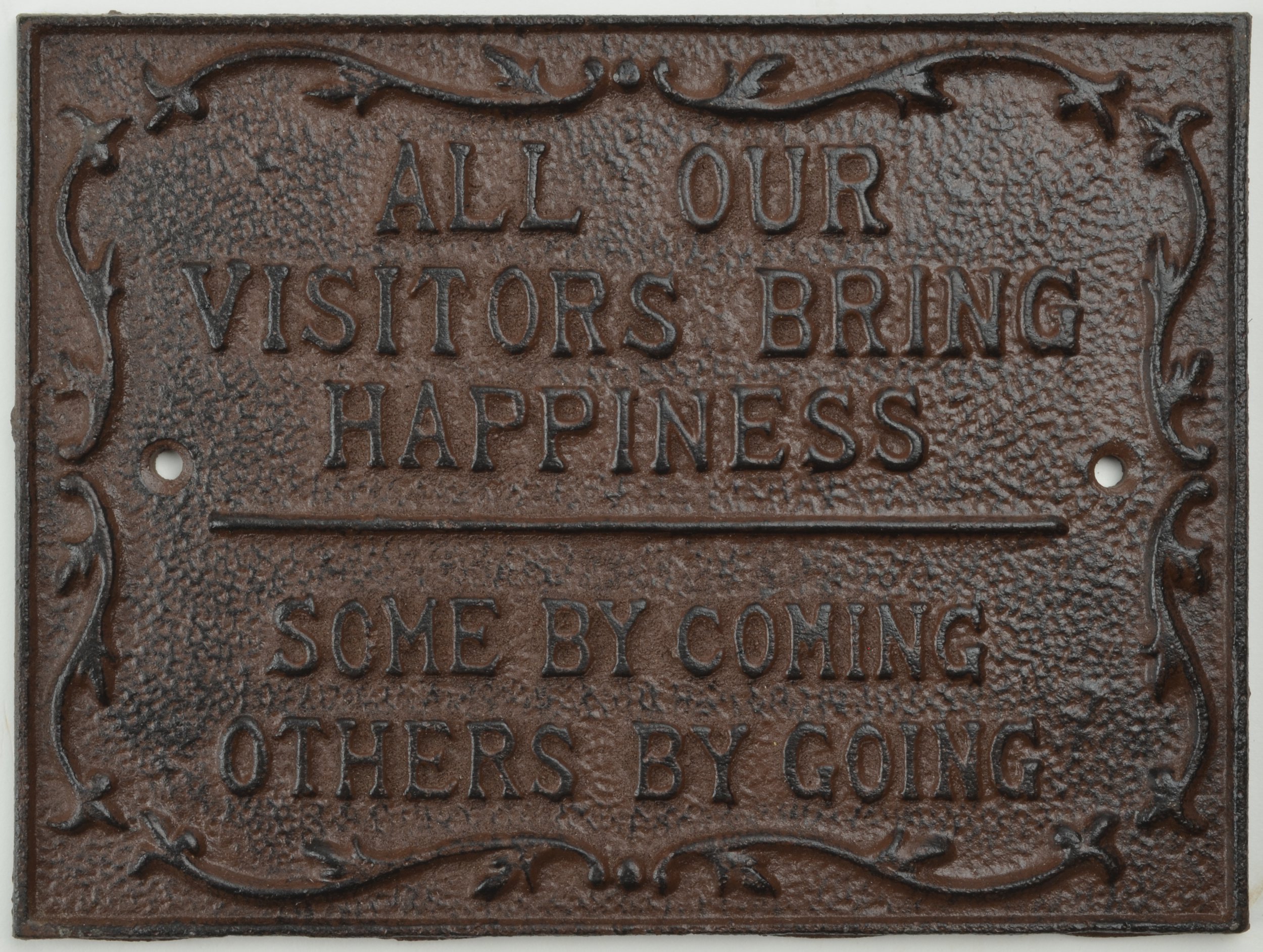Amazon.com : Cast Iron Indoor / Outdoor Plaque - All Our Visitors Bring ...
