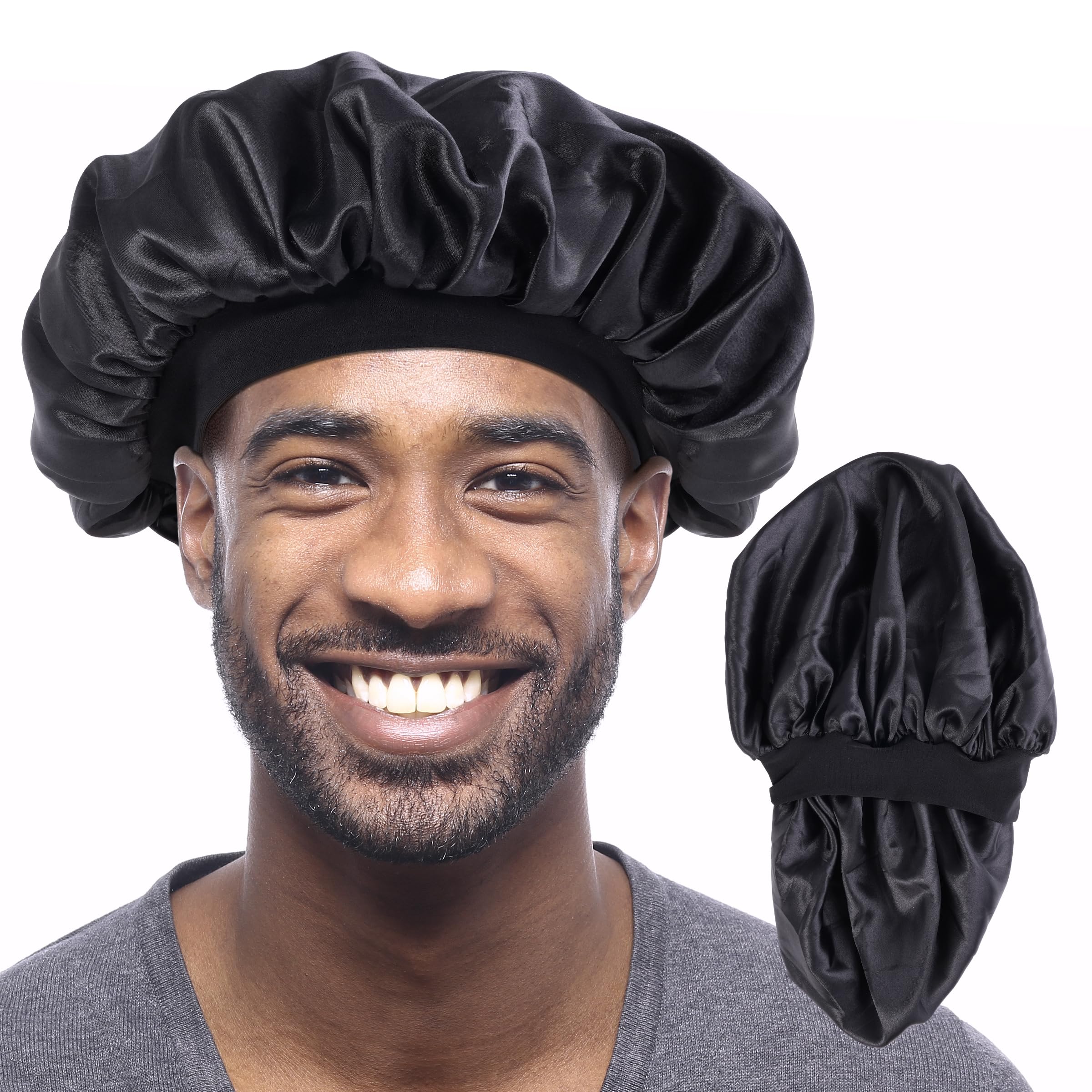 Amazon.com: MoHern Bonnets for Men, Double Layer Satin Hair Bonnet for ...