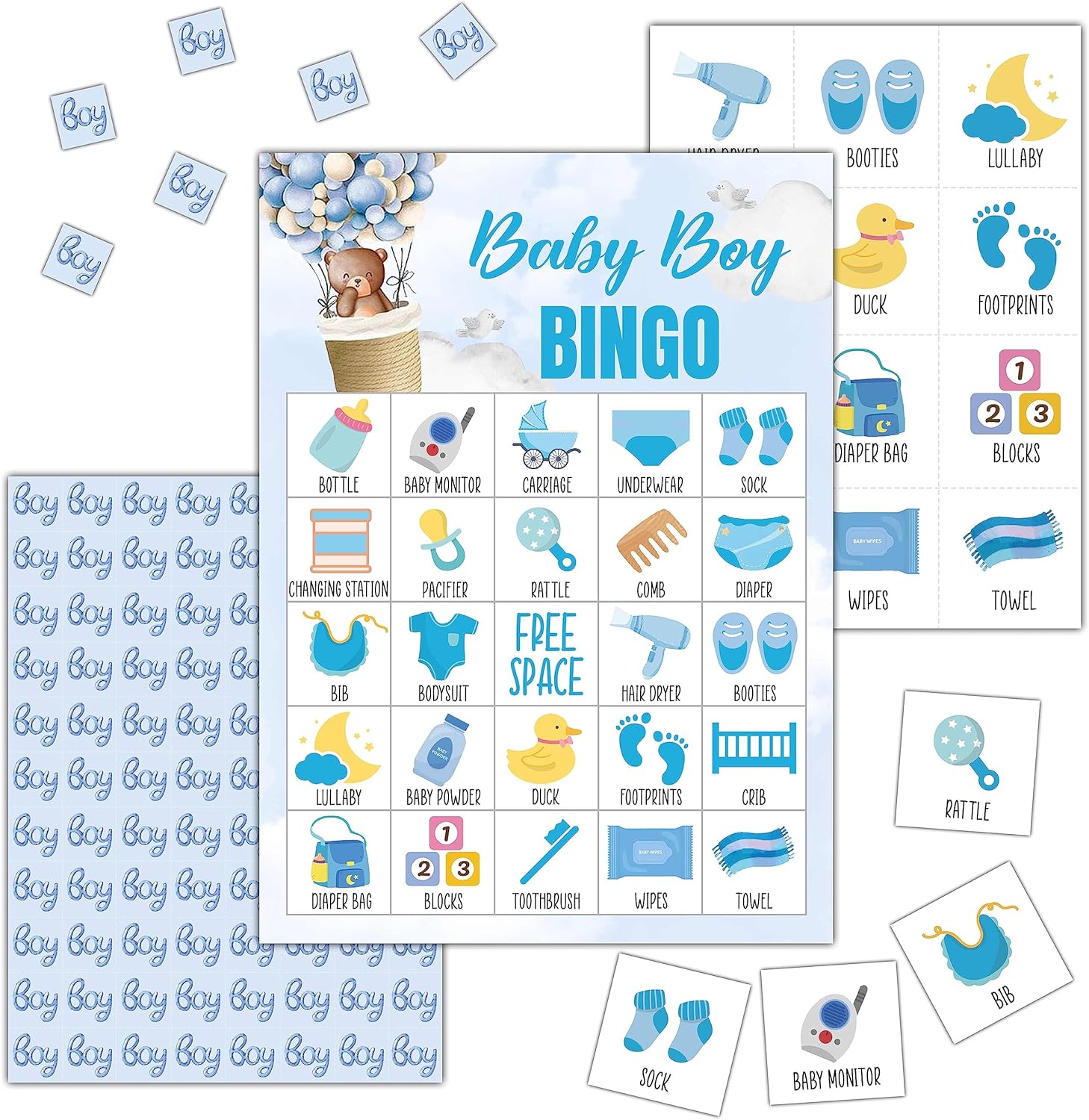 Amazon.com: Bear Baby Shower Bingo Cards, Bearly Wait Baby Shower Games ...
