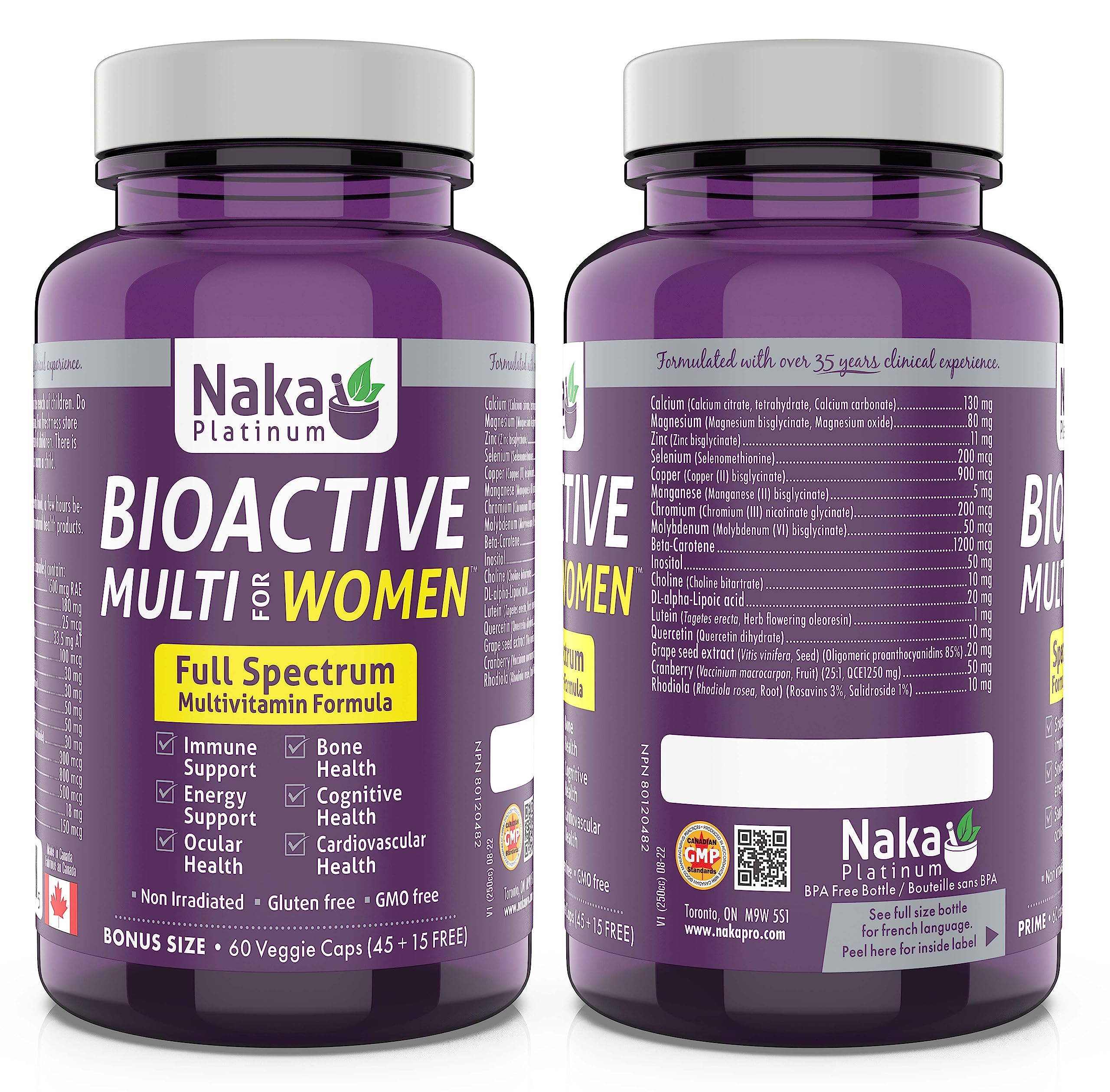 60 vcaps Bioactive MULTI for Women, Full Spectrum, Multivitamin Formula ...