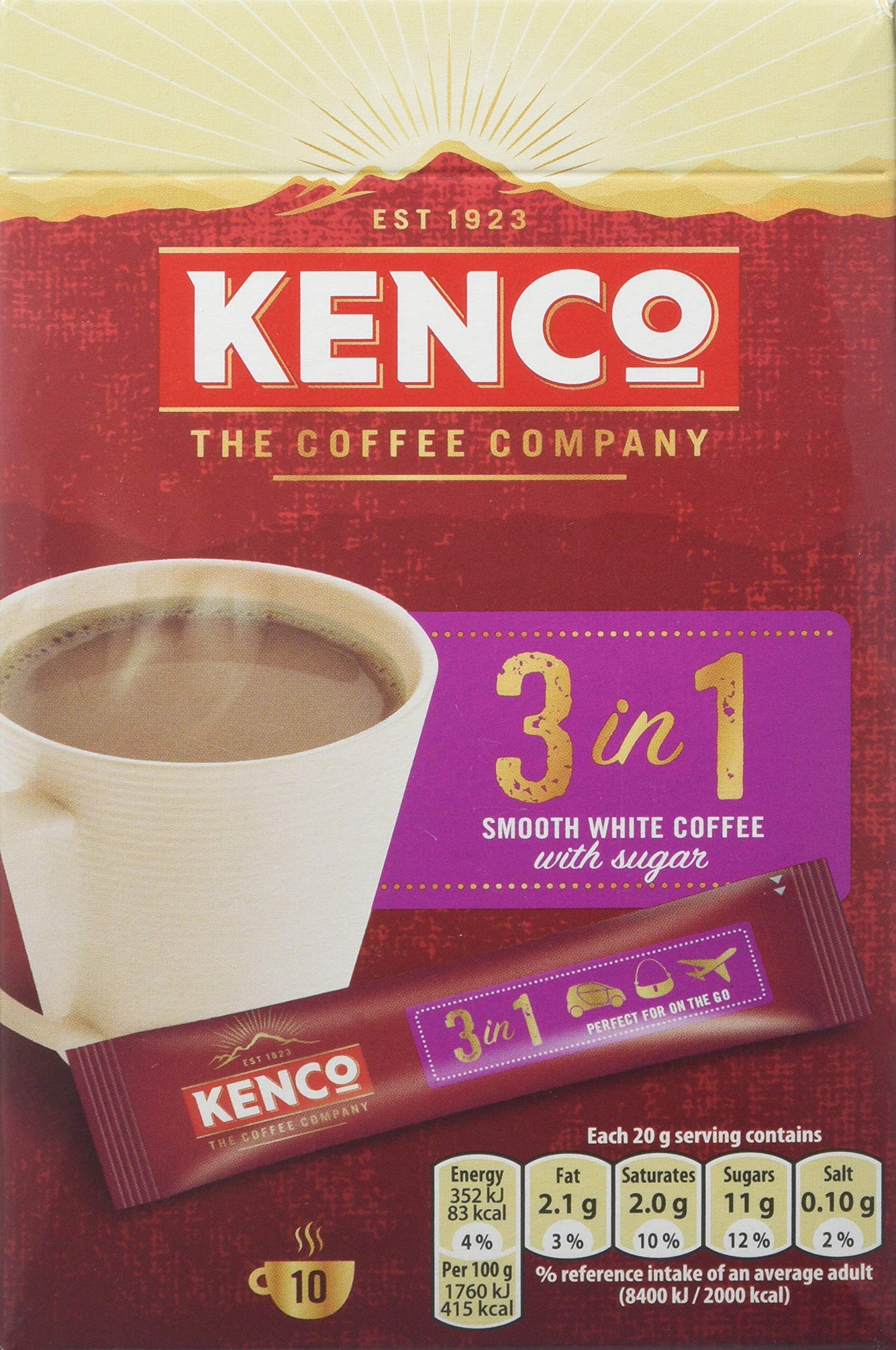 Kenco 3-in-1 White Instant Coffee with Sugar, 10 Sachets : Amazon.co.uk ...
