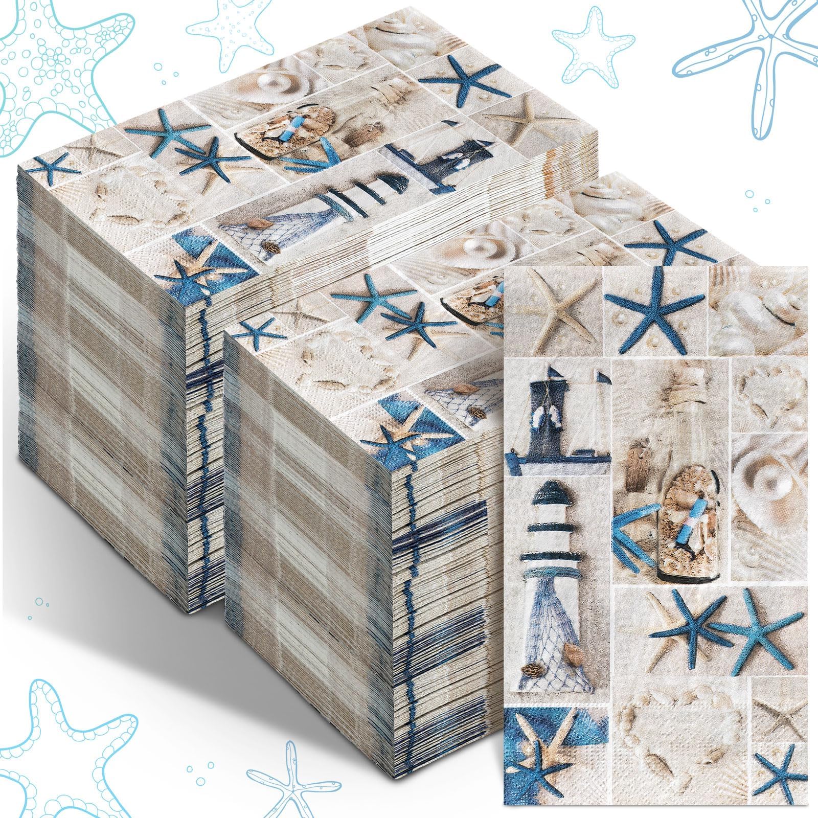 Amazon.com: Gift Boutique 100 Nautical Beach Guest Napkins Paper ...