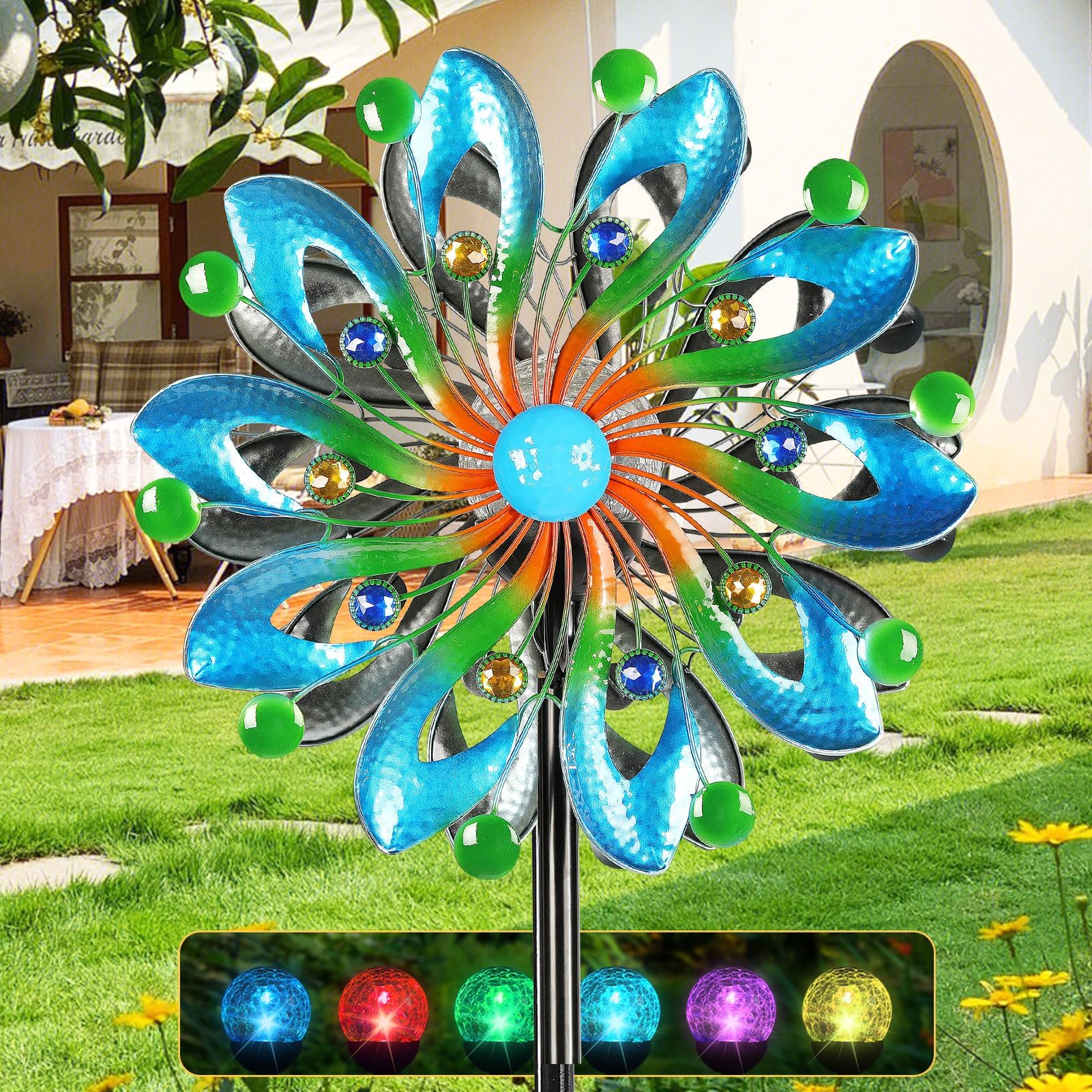 Amazon.com: 55'' Large Outdoor Metal Wind Spinners, Fairy Multi-Color ...