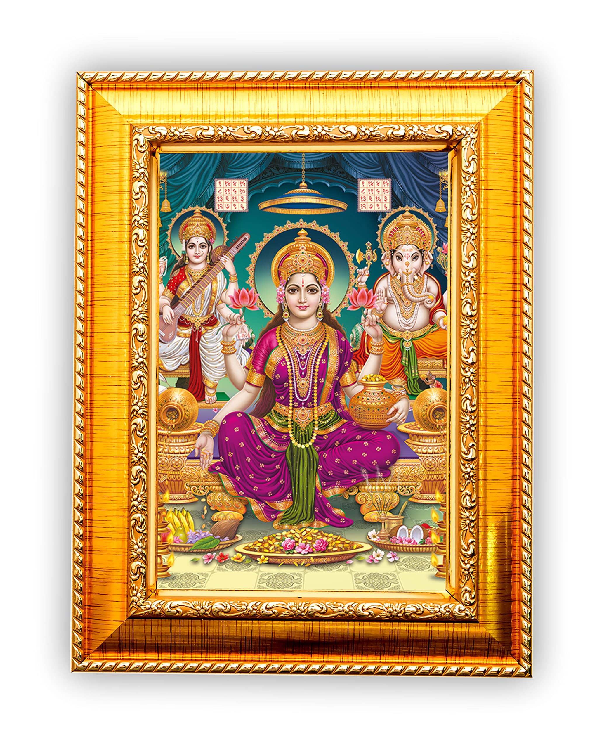 Golden Gods Lord Mahalakshmi Ganeshji Hd Photo Frame Laxmiji Photo ...