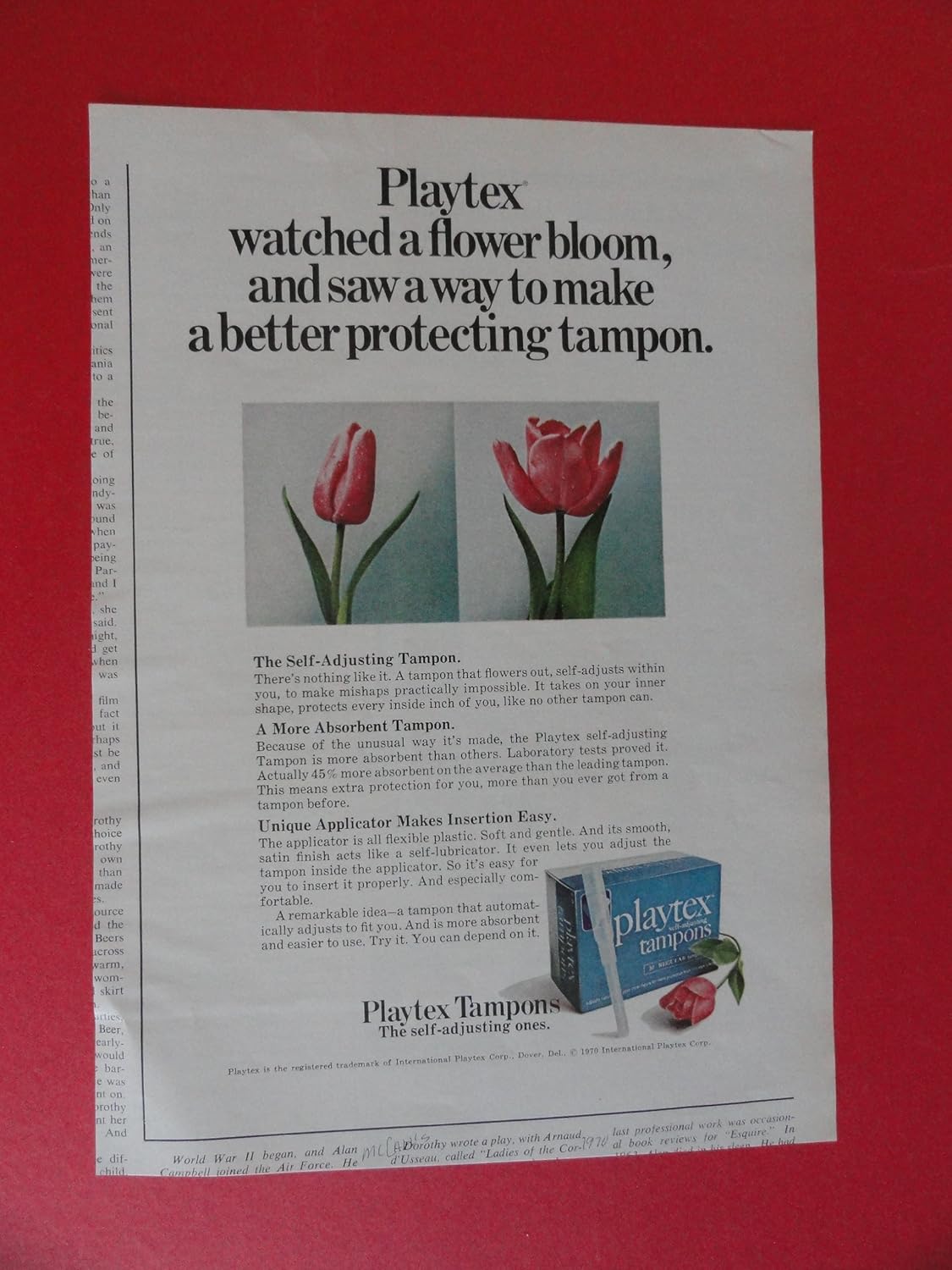 Amazon.com: Playtex Tampons, 1970 Print Ad (playtex watched a flower ...