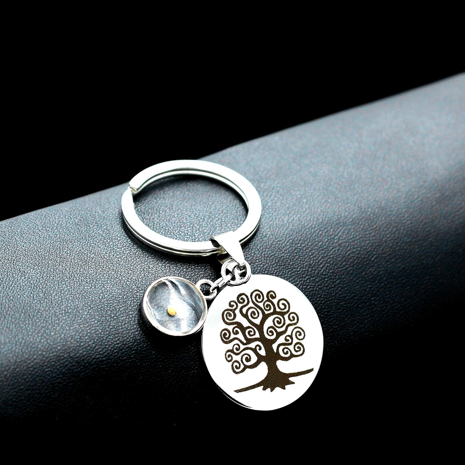 Stainless Steel Family Tree of Life Keychain with Real Mustard Seed ...