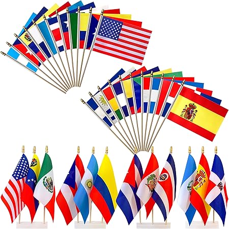 Amazon.com: LyButty 22 Countries Spanish Speaking Flags on Wood Stick ...