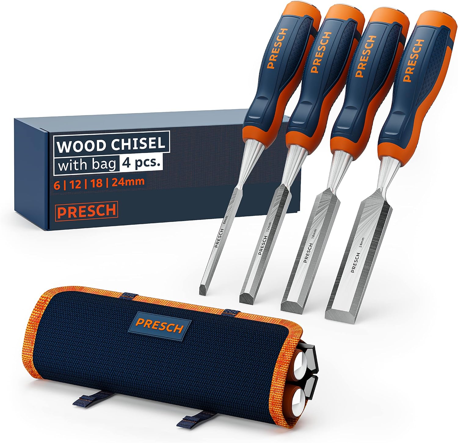 Presch Chisel Set for Wood 4 pc. with Bag - Professional firmer Chisel ... Presch Chisel Set for Wood 4 pc. with Bag - Professional firmer Chisel ...
