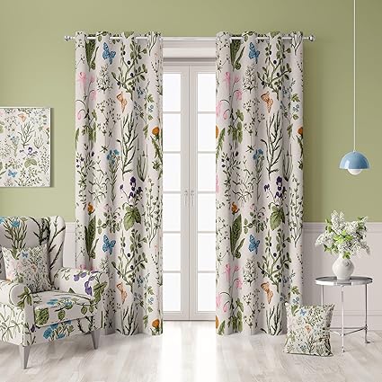 Amazon.com: LADYVOGUE Botanical Curtains 100% Blackout 2 Panels Set Green Plant Black Out ...