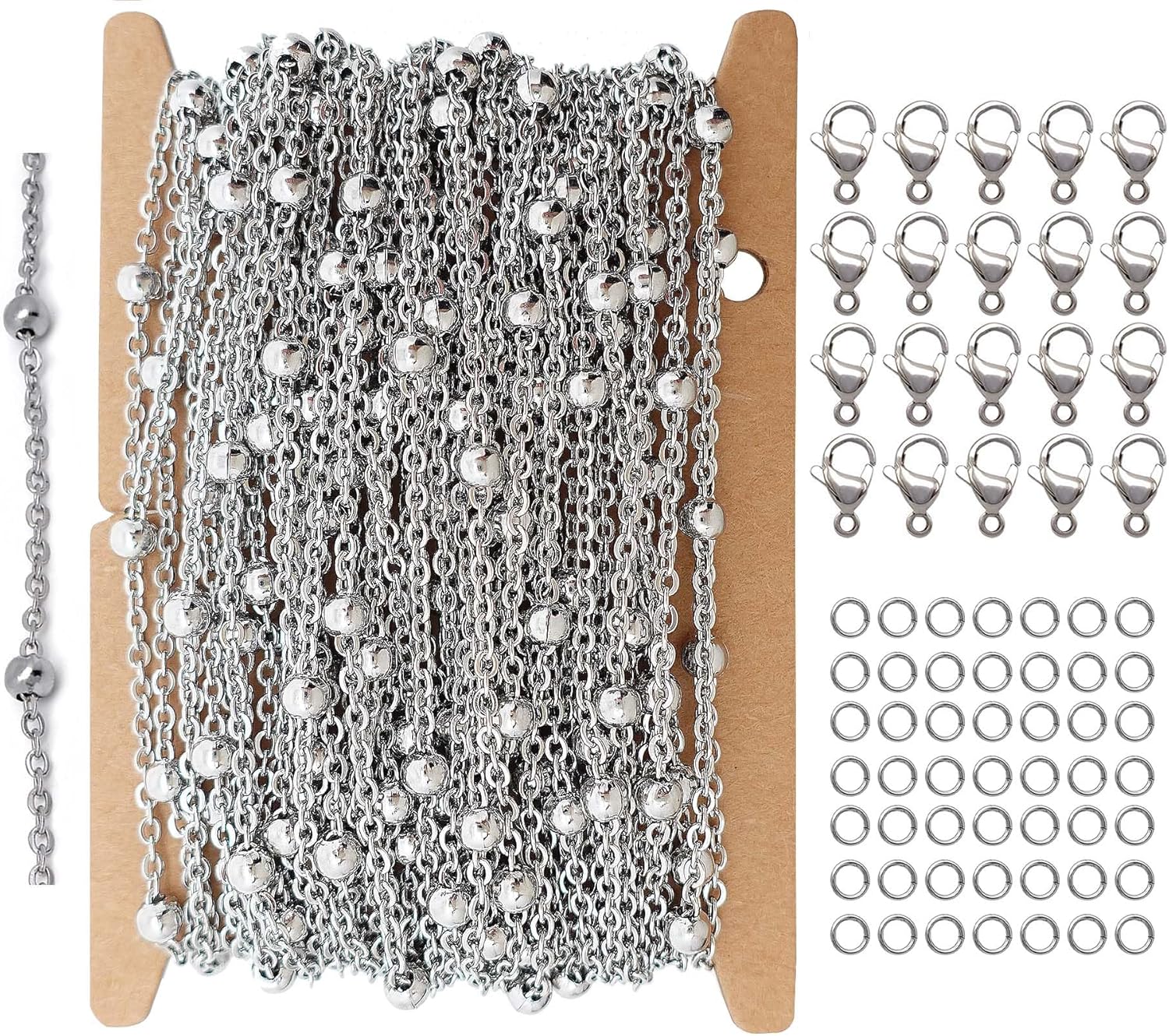 Amazon.com: THREENEST 32-Feet 2mm Stainless Steel Satellite Chains Kit ...