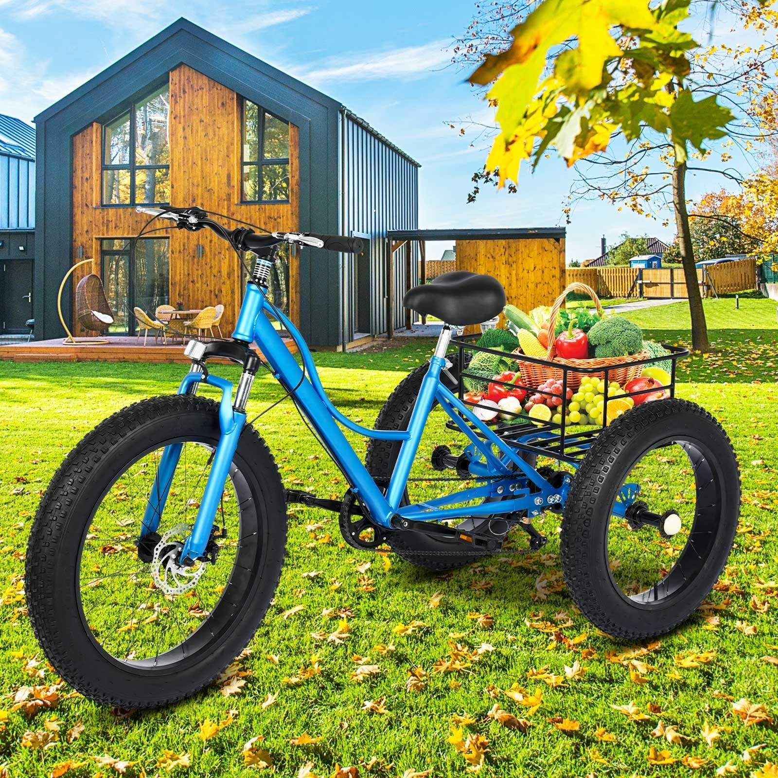 Buy Sanamity Tandem Bikes For Adults Fat Tire Cruiser Bikes Blue