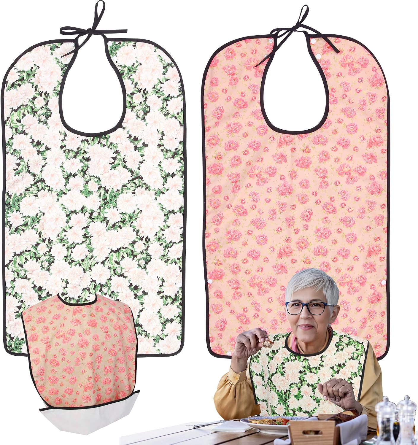 Amazon.com : Exmagous Adult Bibs 2 Pack - Waterproof, Washable ...
