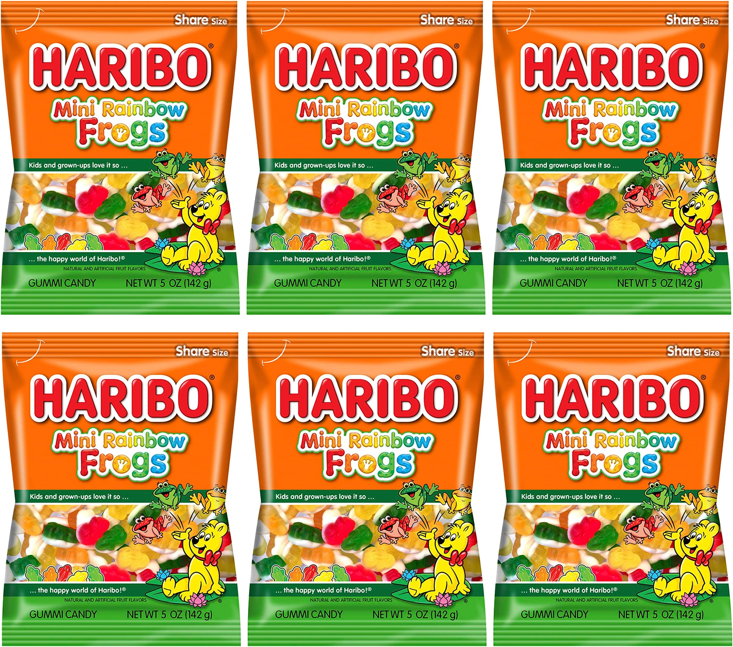 Amazon.com : Haribo Mini Rainbow Frogs Pack of 6 (5oz Bag) Jelly Fruit ...