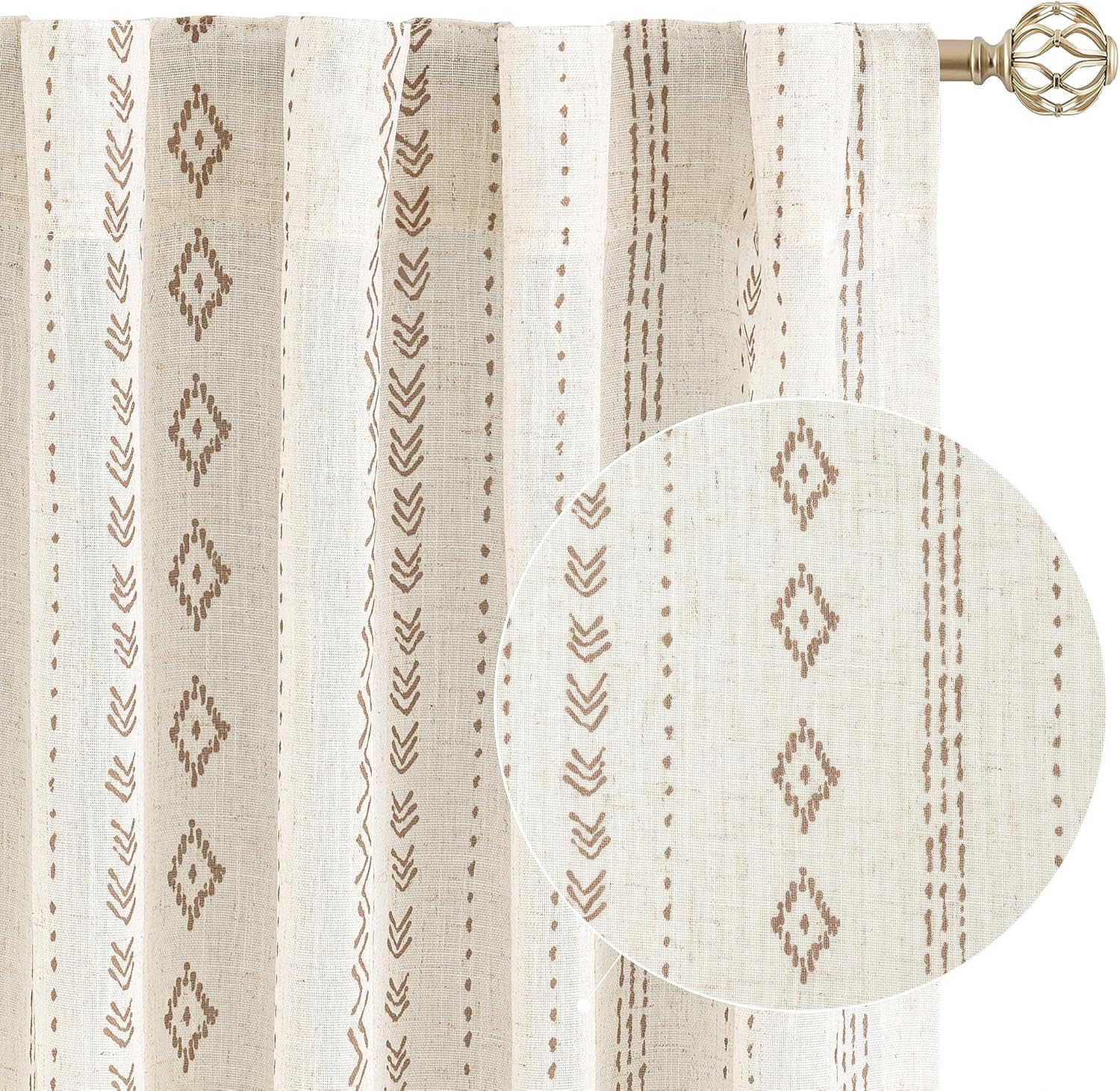 Amazon.com: Meikelor Cream Boho Curtains 2 Panels for Bedroom Light ...
