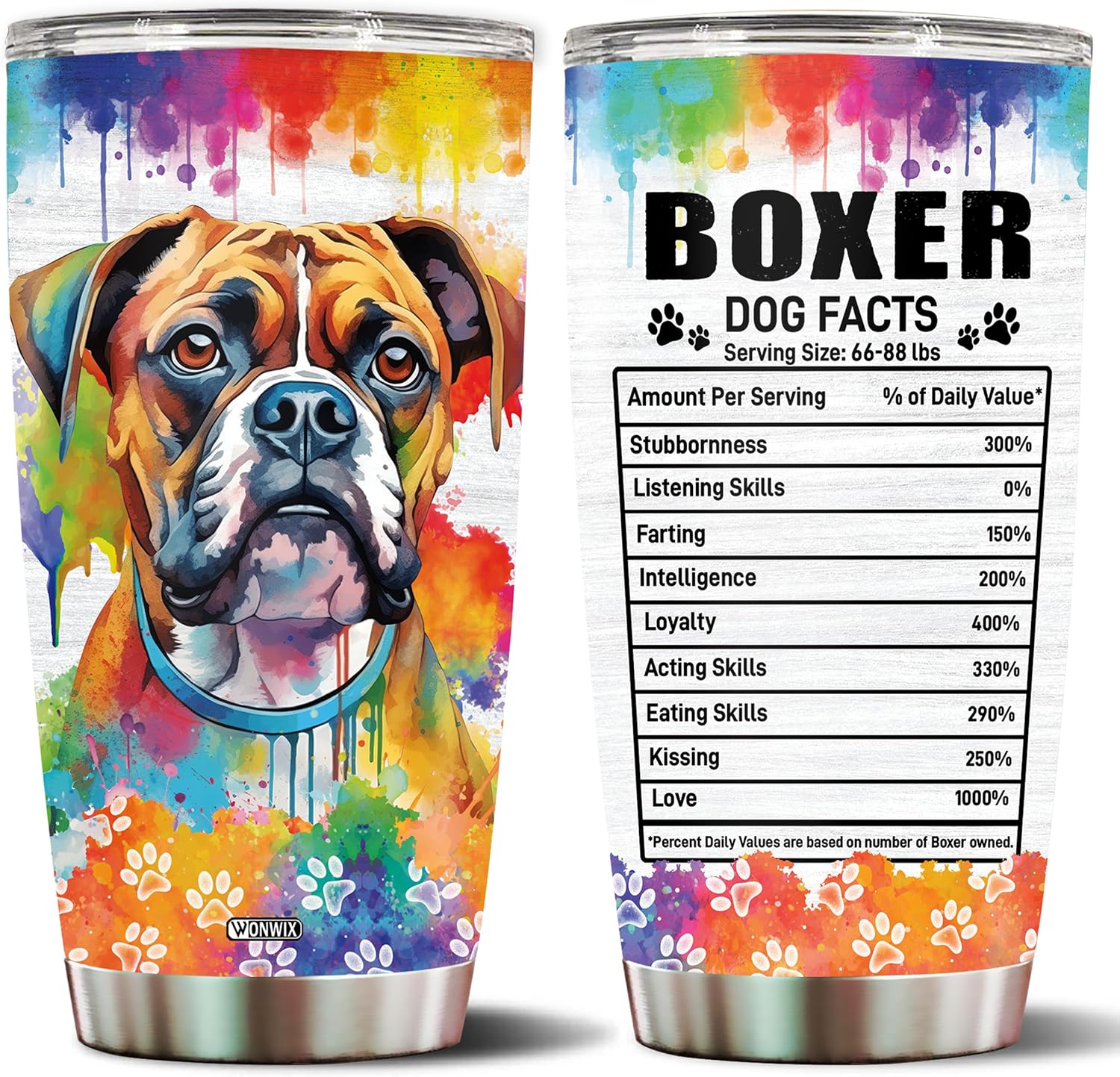 Amazon.com | WONWIX Gifts for Boxer Lovers 20 Oz Stainless Steel ...