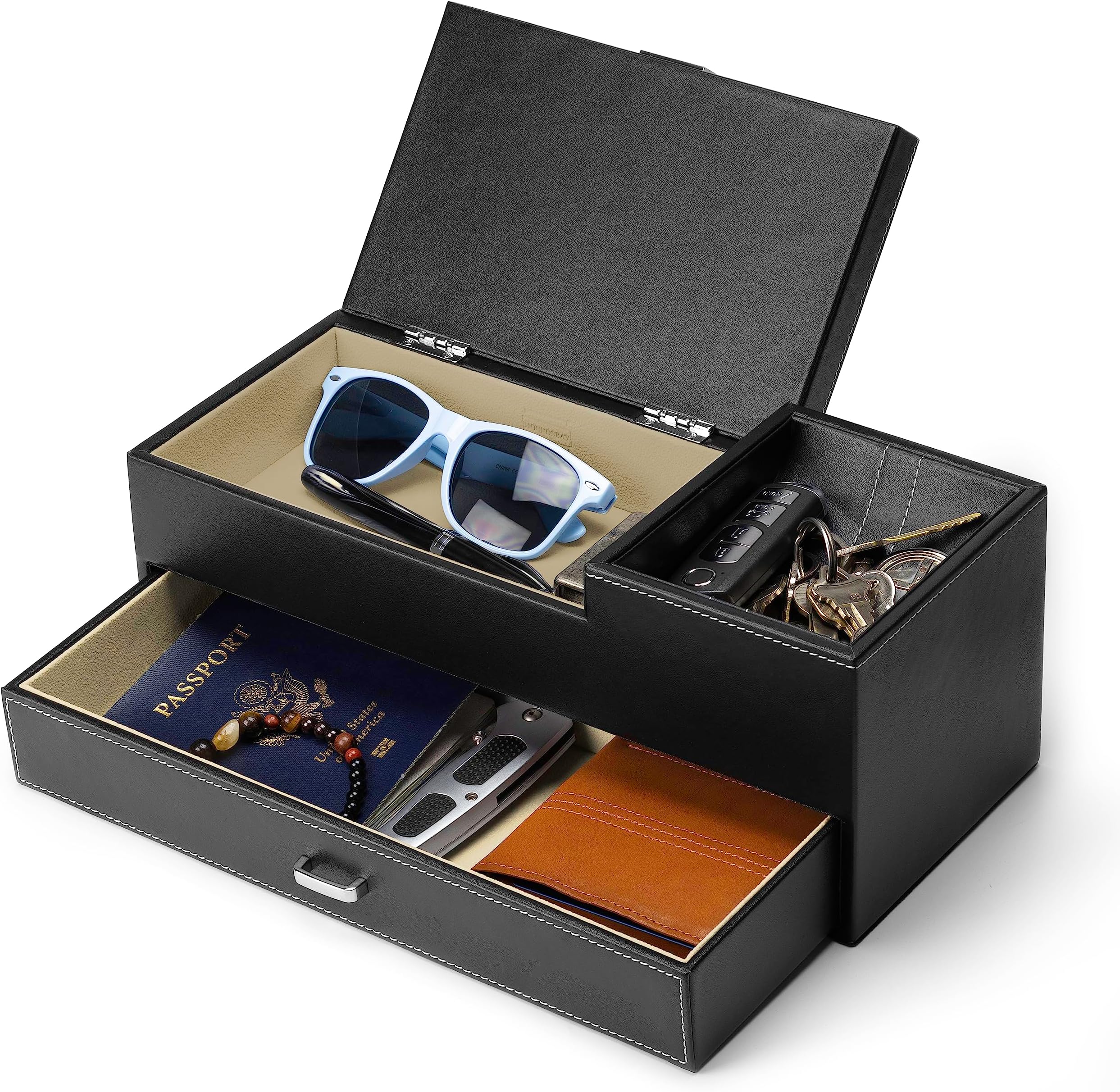 Amazon.com: Glenor Co Mens Valet/Dresser Organizer - Luxury 12 Slot ...