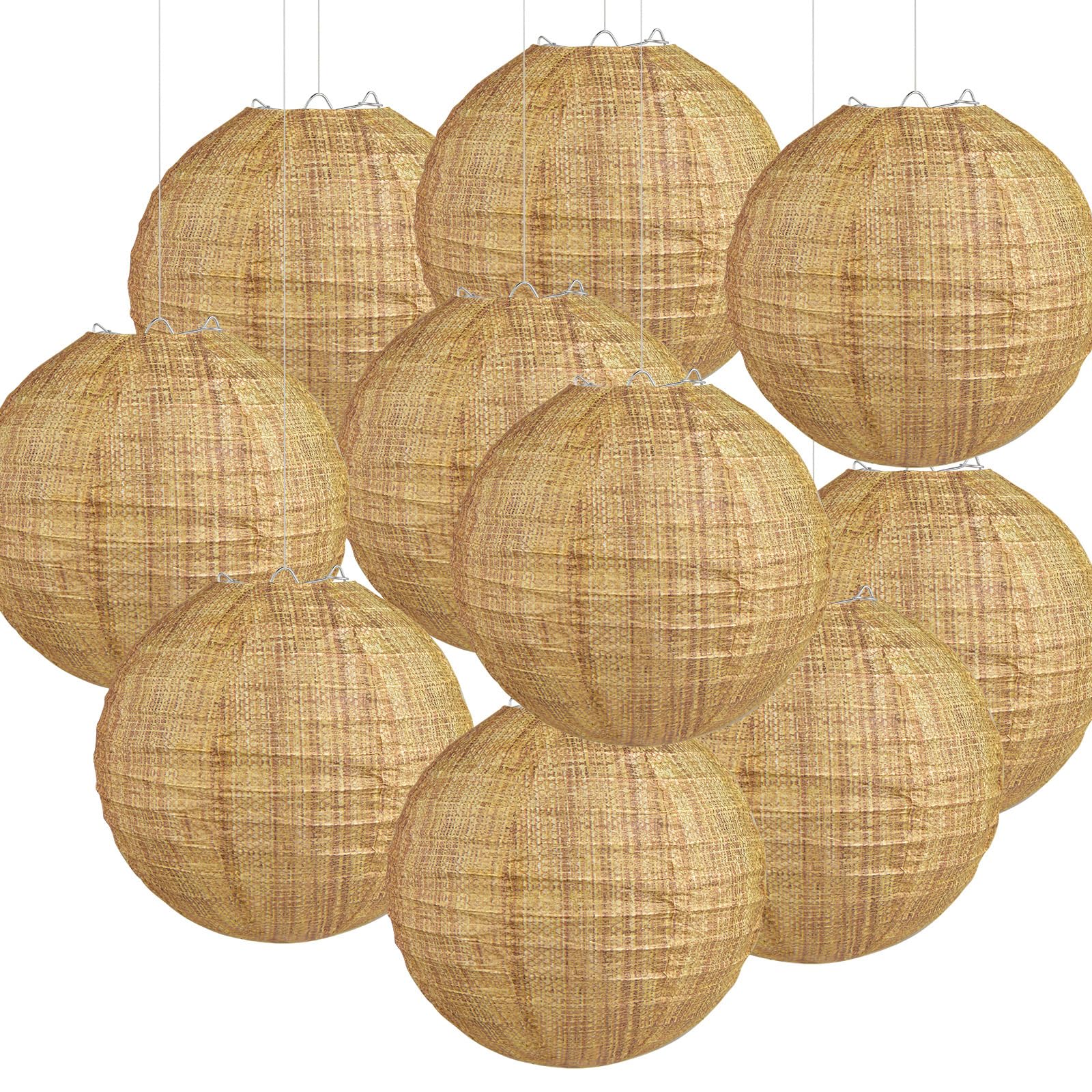 10 Pieces Burlap Paper Lanterns 8 Inch Chinese Round Paper Lanterns ...