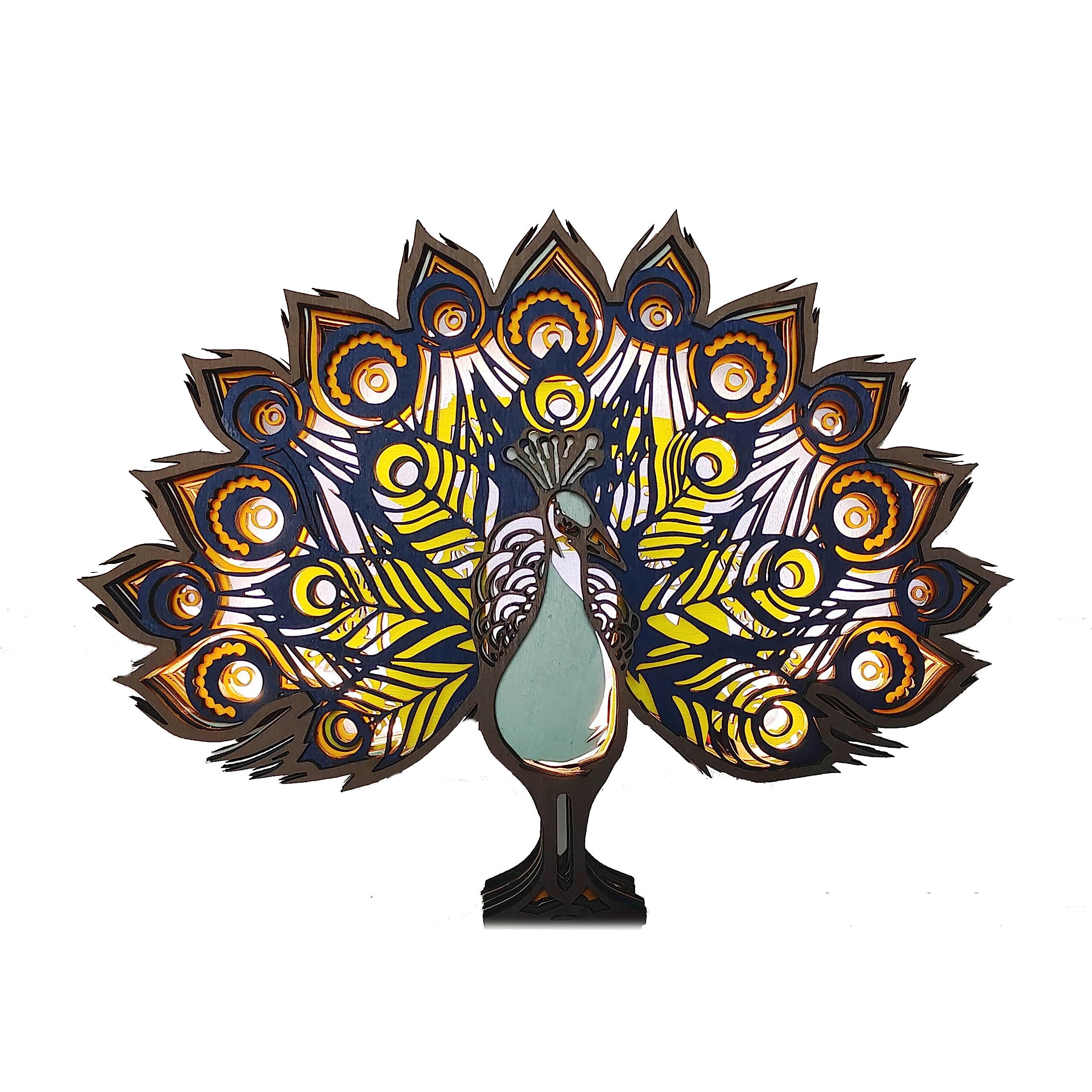 3D Wooden Animals Carving LED Night Light, Wood Carved Lamp Modern ...