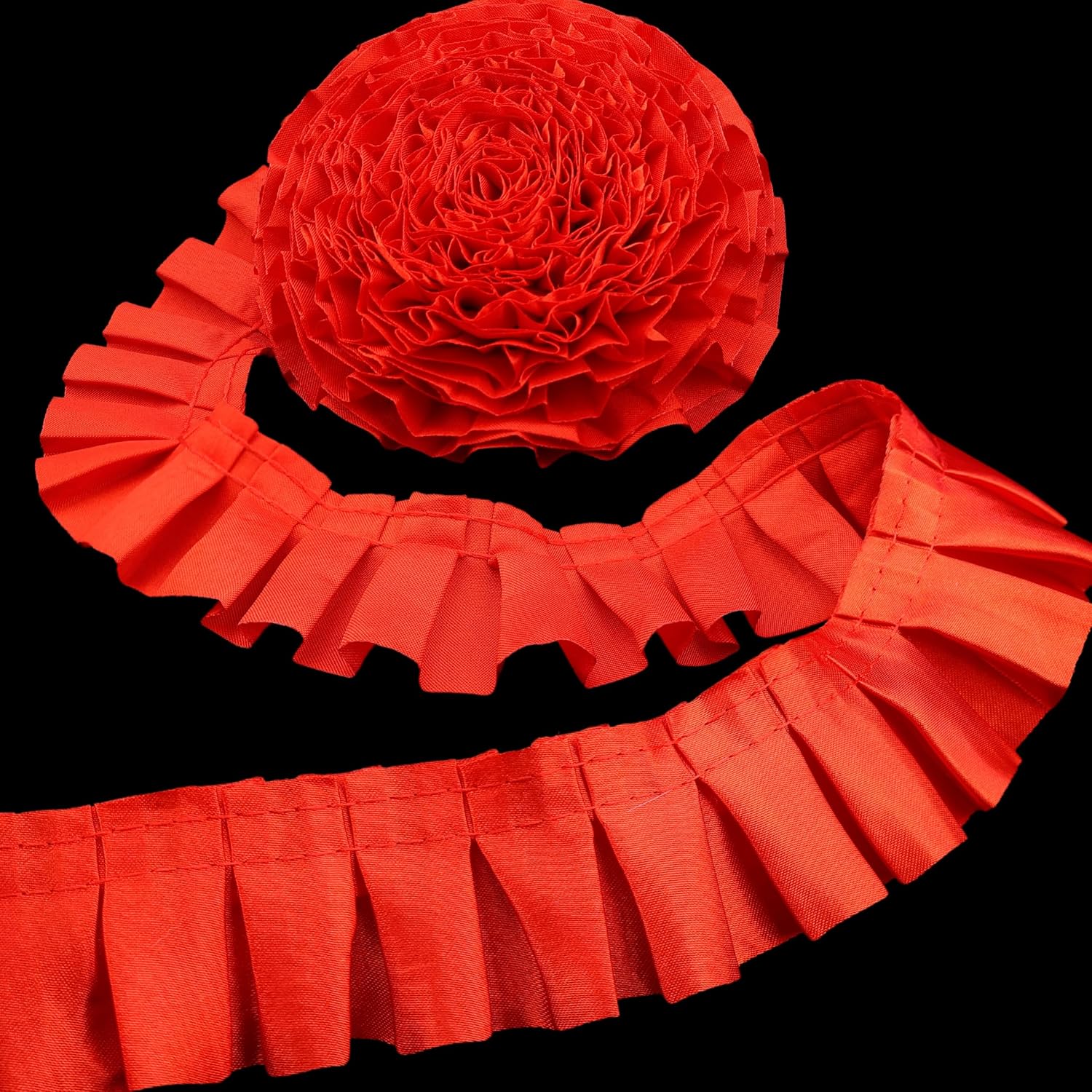 Amazon.com: Red Ruffle Pleated Lace Trim Satin Ribbon Gather Ruffle ...