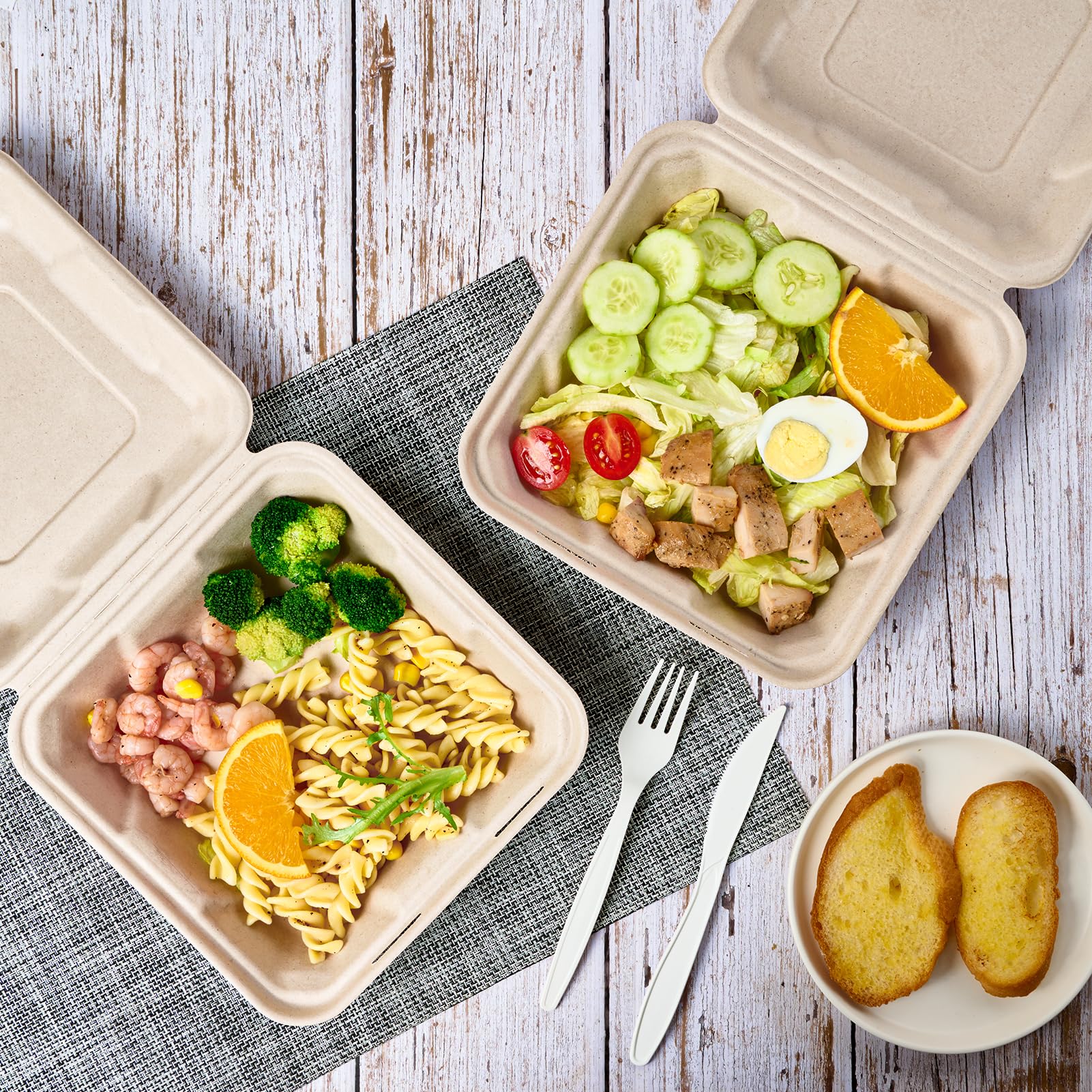 Snapklik.com : 50 Pack Clamshell To Go Containers, 100% Compostable ...
