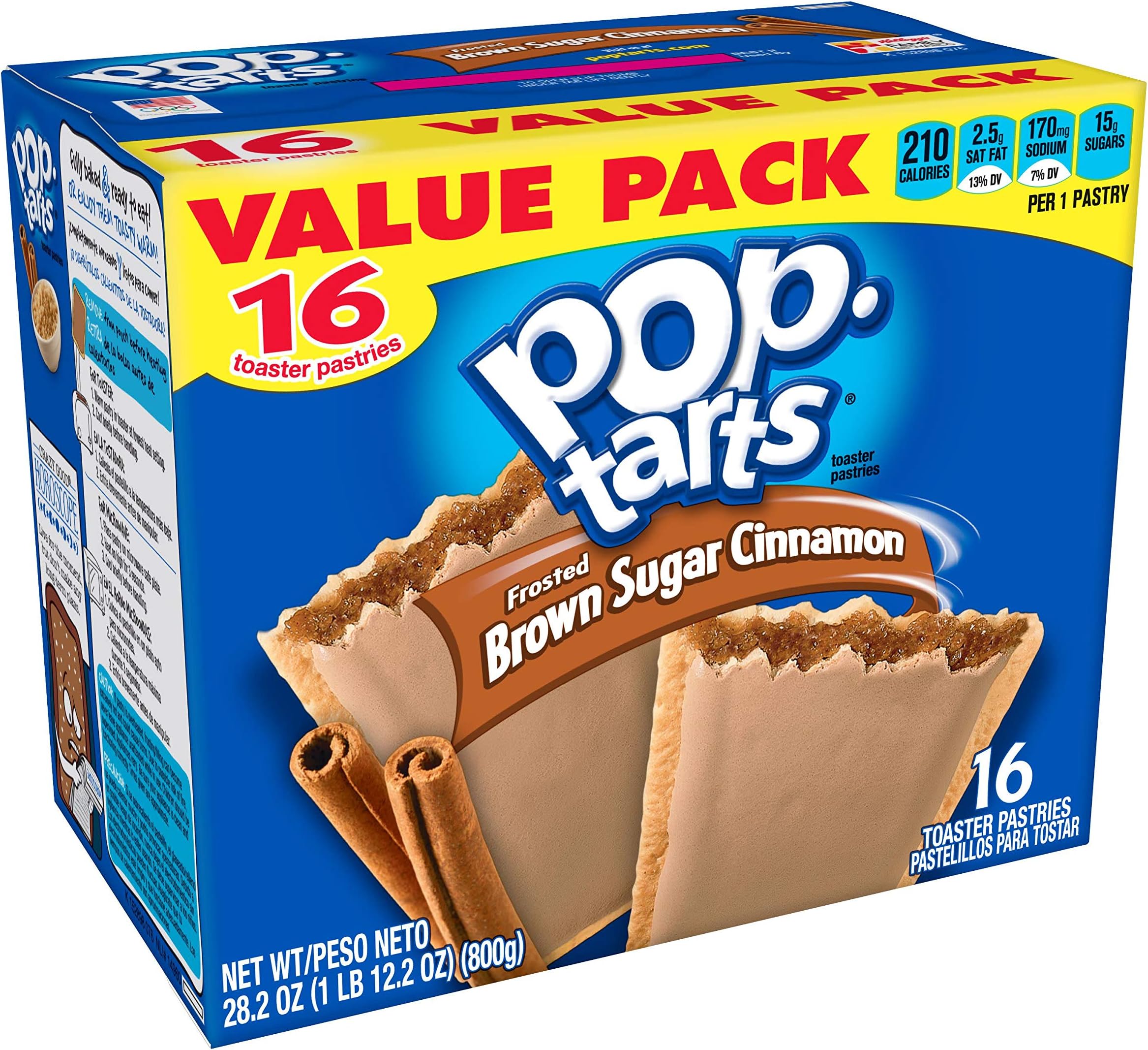 Amazon.com: Pop Tarts Toaster Pastries, Unfrosted Brown Sugar Cinnamon ...