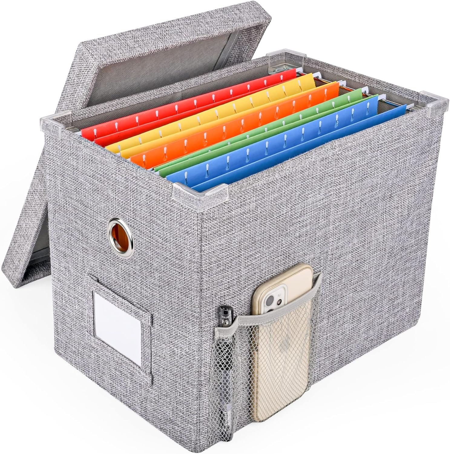 Amazon.com: Miuwauer Linen File Box Collapsible Filing Organizer ...