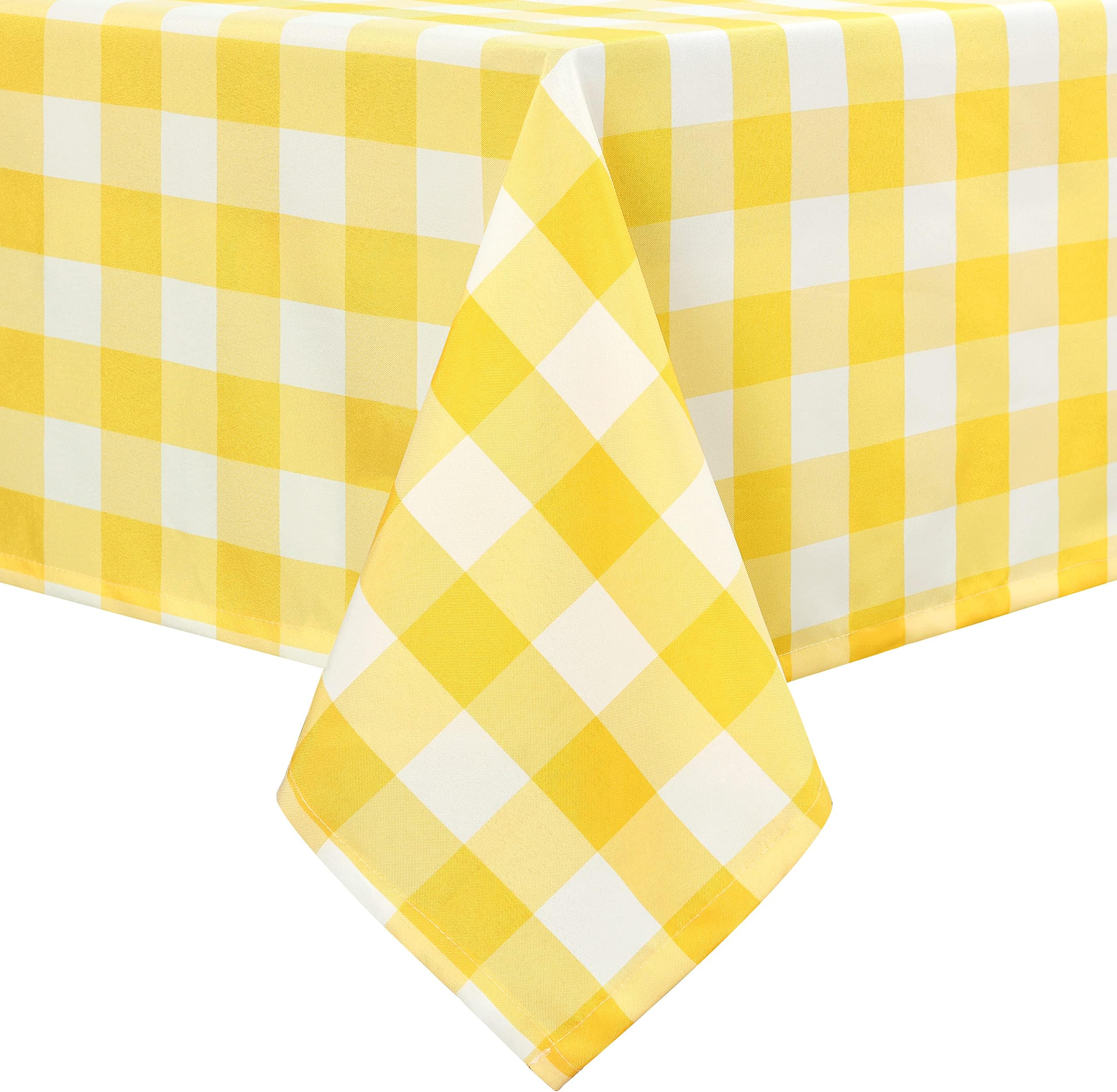 Amazon.com: DKULMN 3PCS Yellow and White Checkered Tablecloths,108''x54 ...