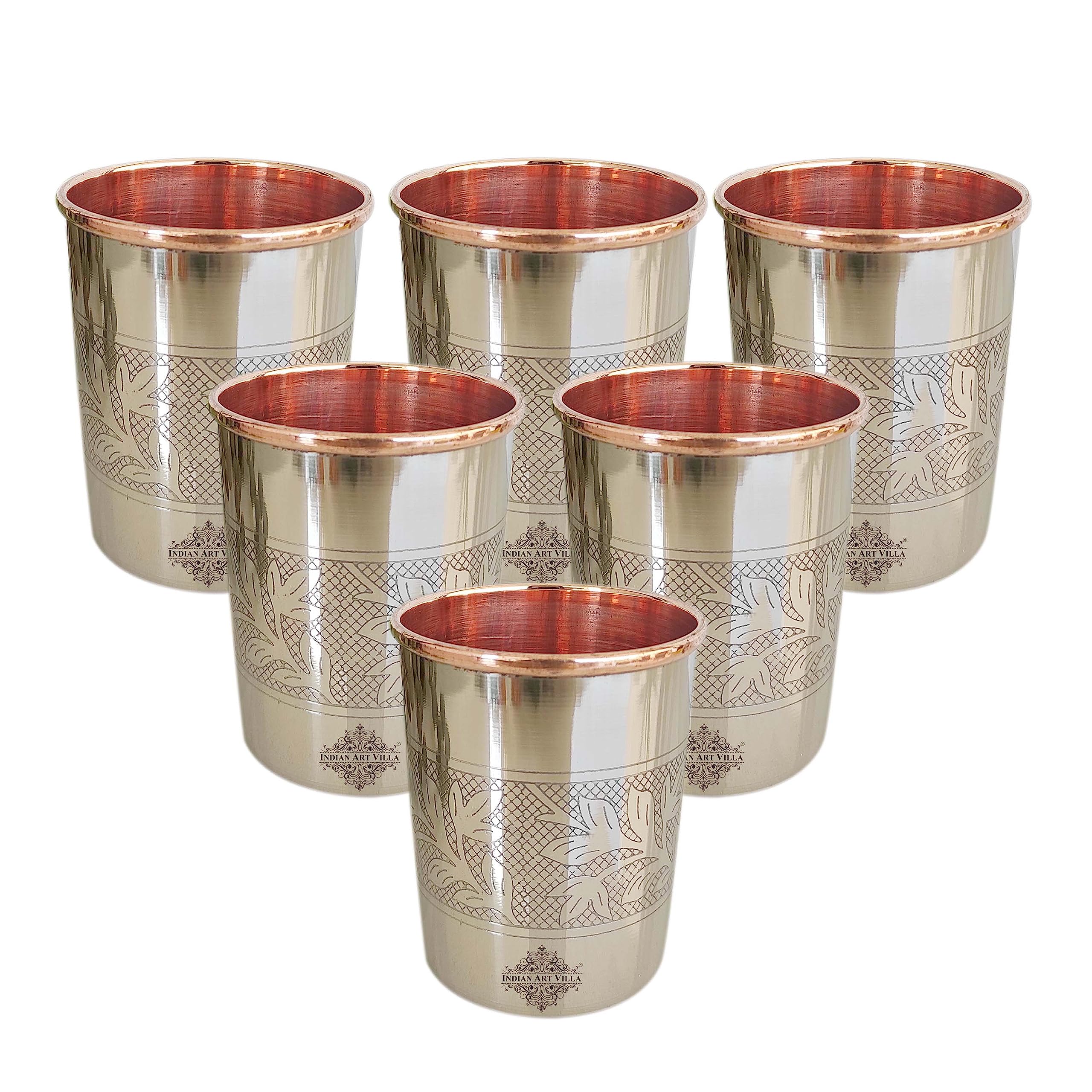 Buy INDIAN ART VILLA IndianArtVilla Steel and Copper Glass Tumbler ...