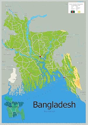 Physical Map of Bangladesh - The Oxford Collection - Size A2 - Paper ...