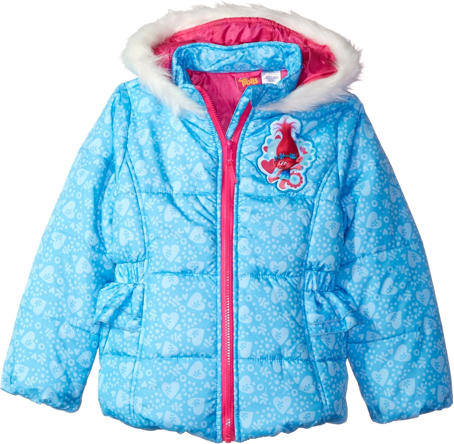 DreamWorks Trolls Little Big Girls Puffer Jacket 5, Aquamarine at ...