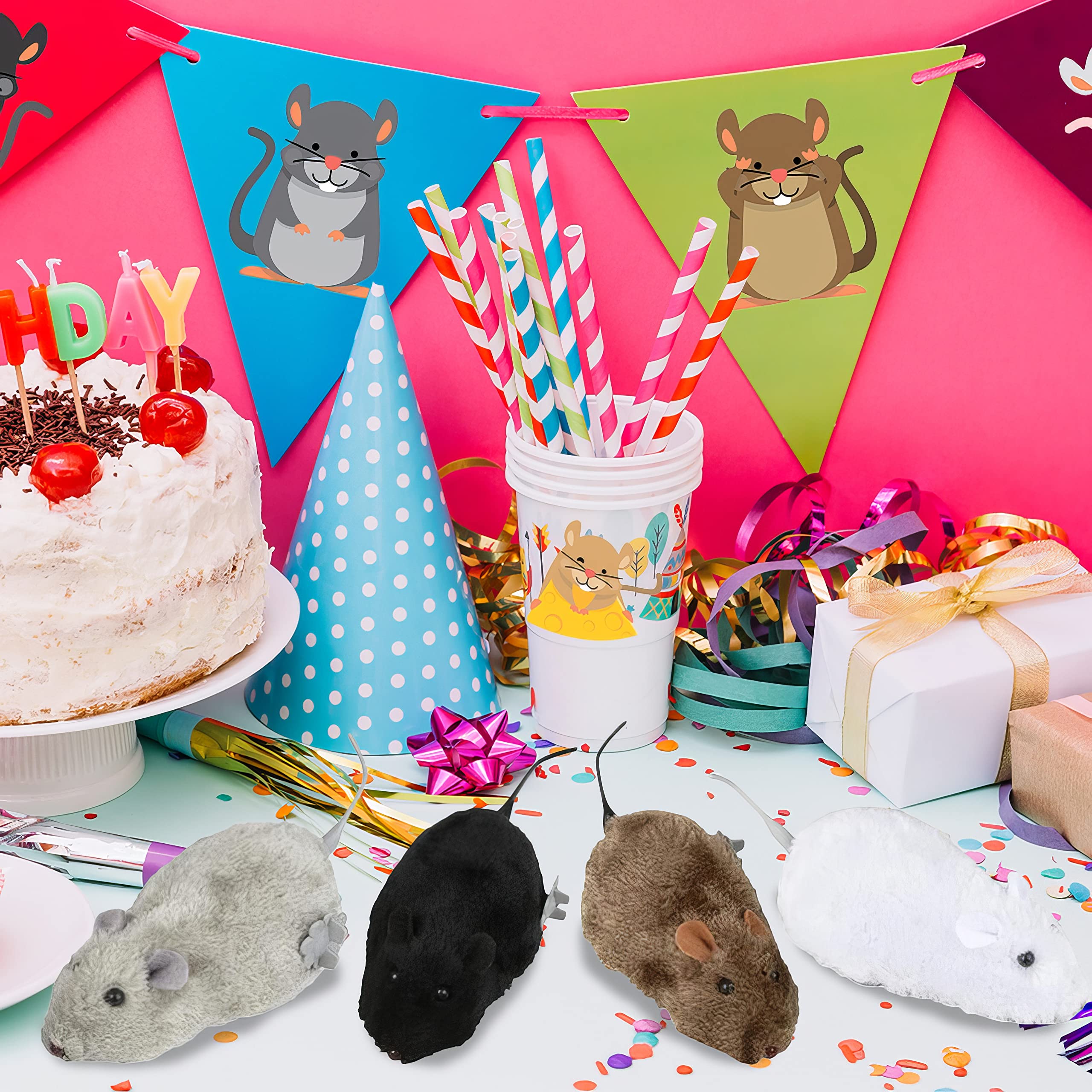 Fun Cat Chase Toy US Toy Wind Up Mice Toy, 3 Assorted Colors Kids Party ...