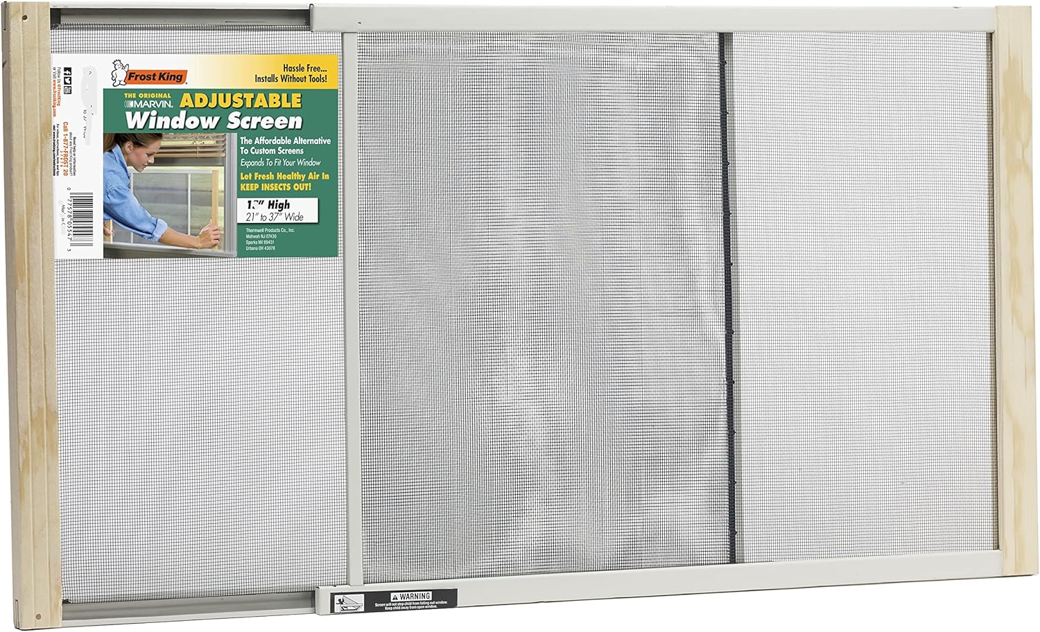 Frost King AWS1837SP WB Marvin Adjustable Window Screen, 18" high, fits 21-37" Wide, Natural ...