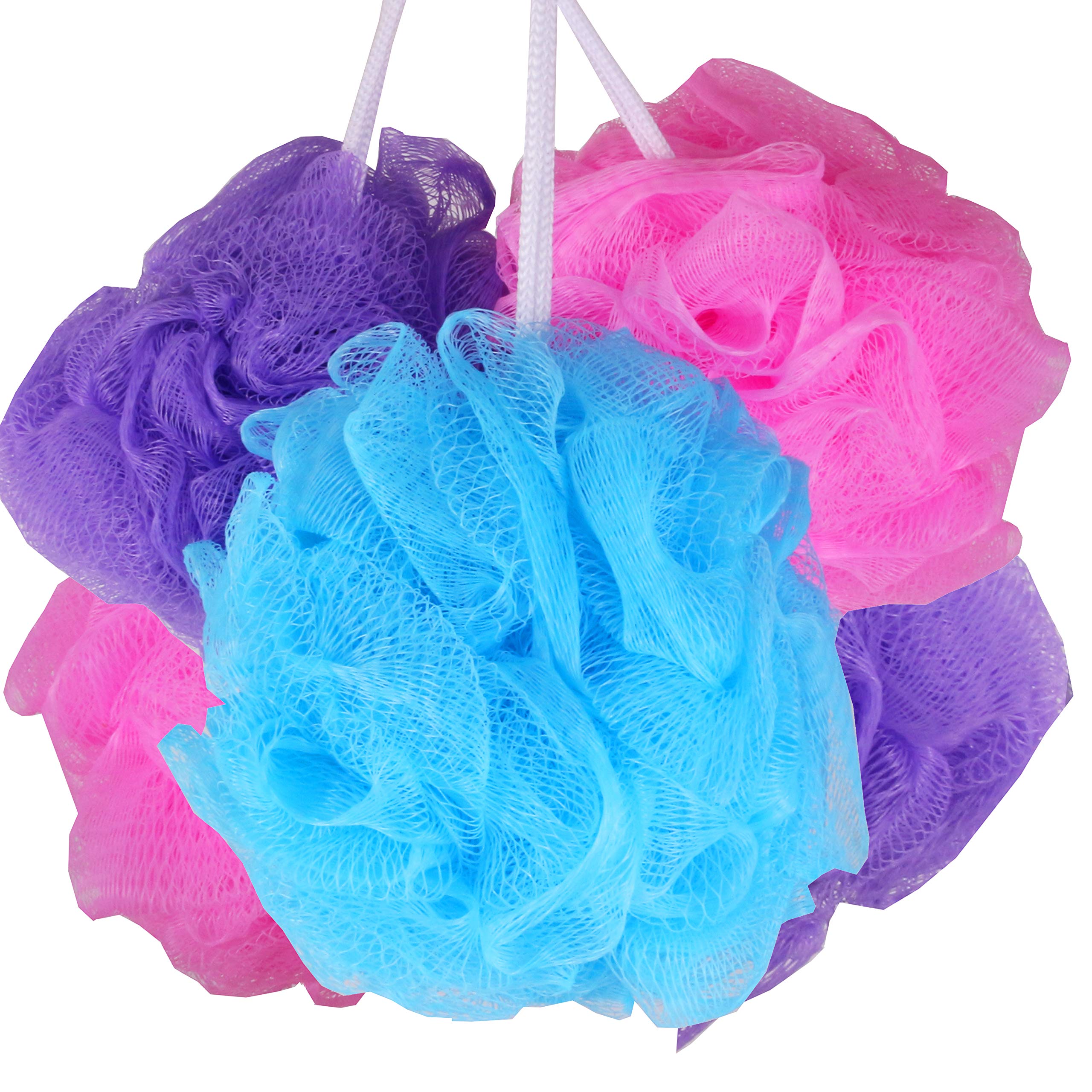 5x Exfoliating Bright Coloured Bath/Shower Scrunchies - Relaxing Deep ...
