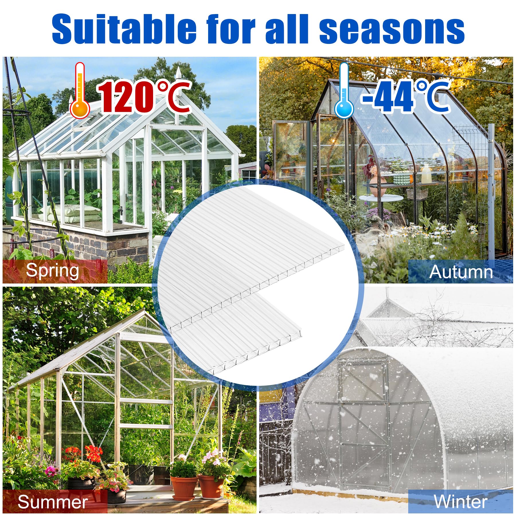 ToLanbbt 14P Polycarbonate Greenhouse Panels 3.93' x 1.96' x 0.16 ...