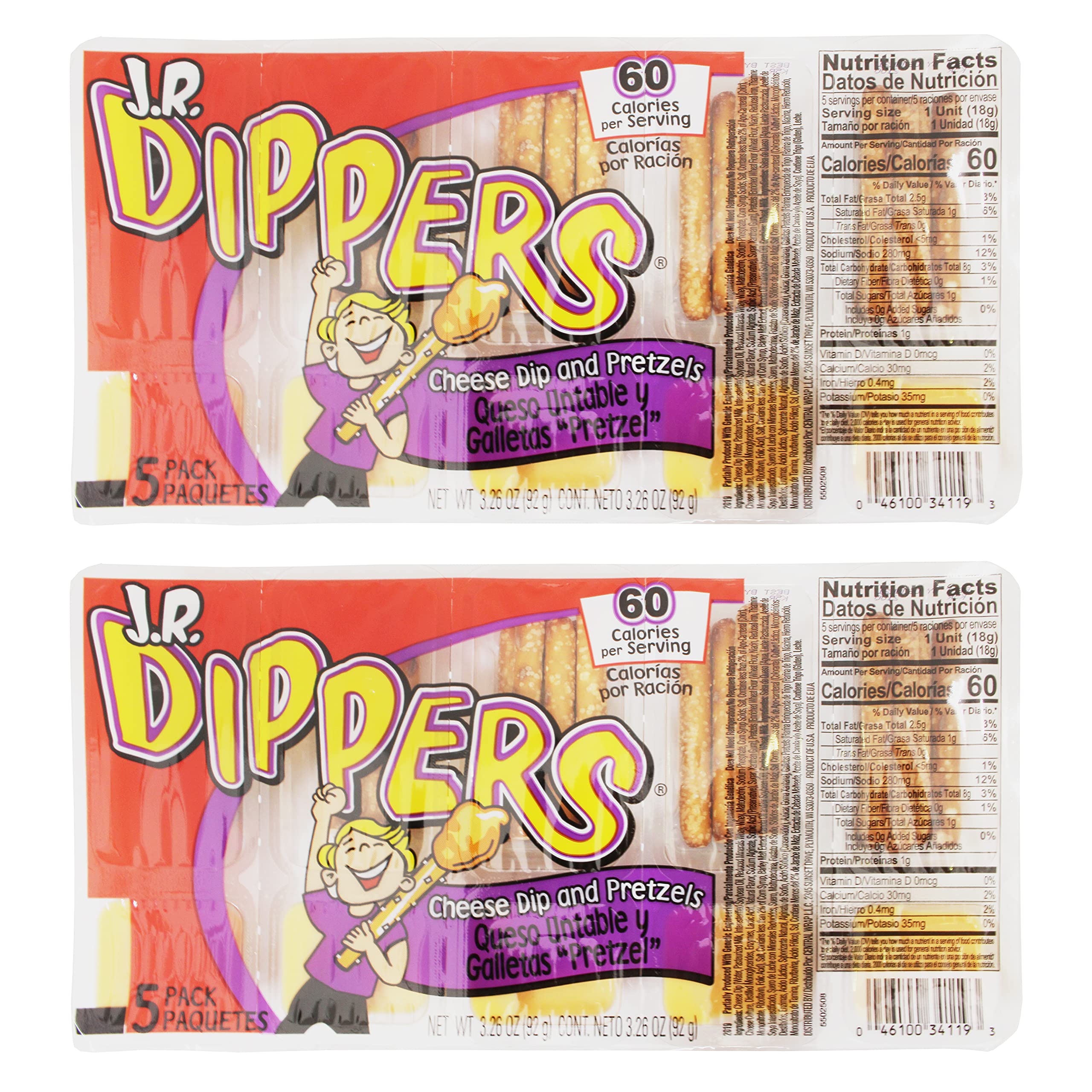 Amazon.com : J.R. Dippers Cheese Dip & Pretzel Sticks Snacks (2 Packs ...