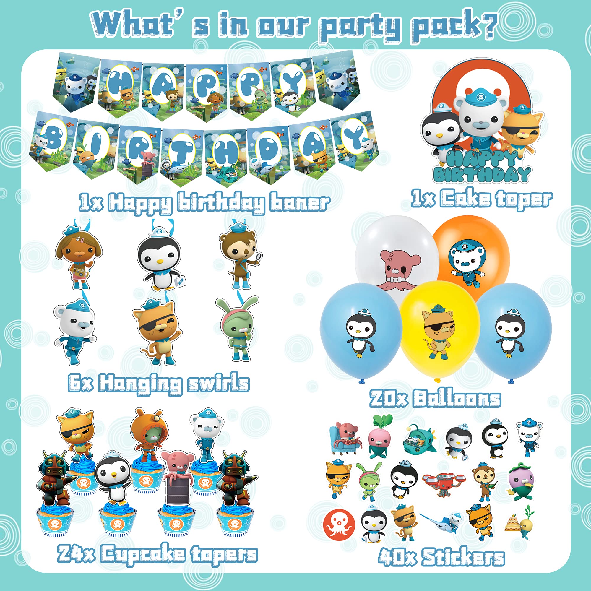 92 Pcs Octonauts Birthday Party Supplies Octonauts Birthday Decorations ...