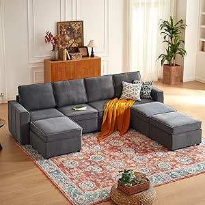 Amazon.com: Enobala U Shaped Couch with Storage Modular Sectional Deep ...