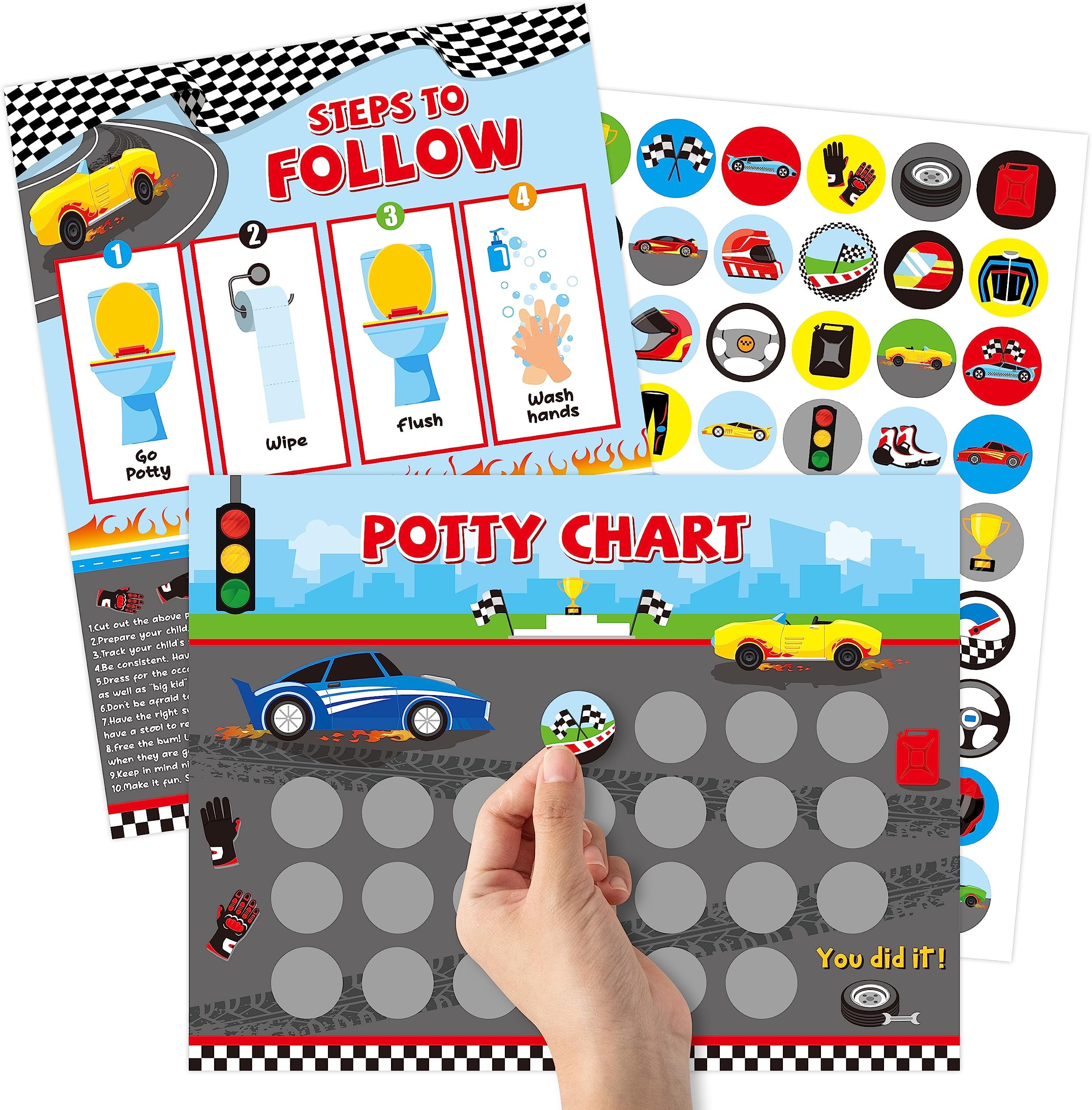 Amazon.com: OSNIE Racing Car Potty Training Chart for Toddlers Boys ...