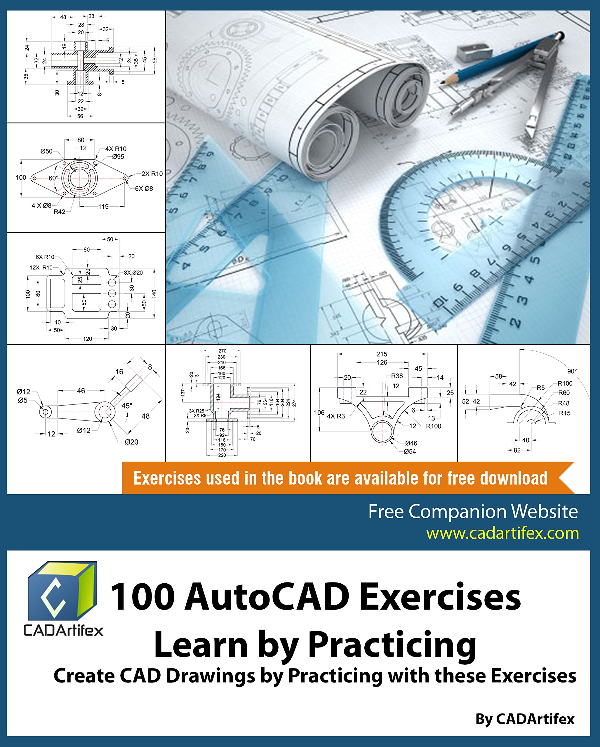 100 Autocad Exercises Learn By Practicing Create Cad Drawings By ...