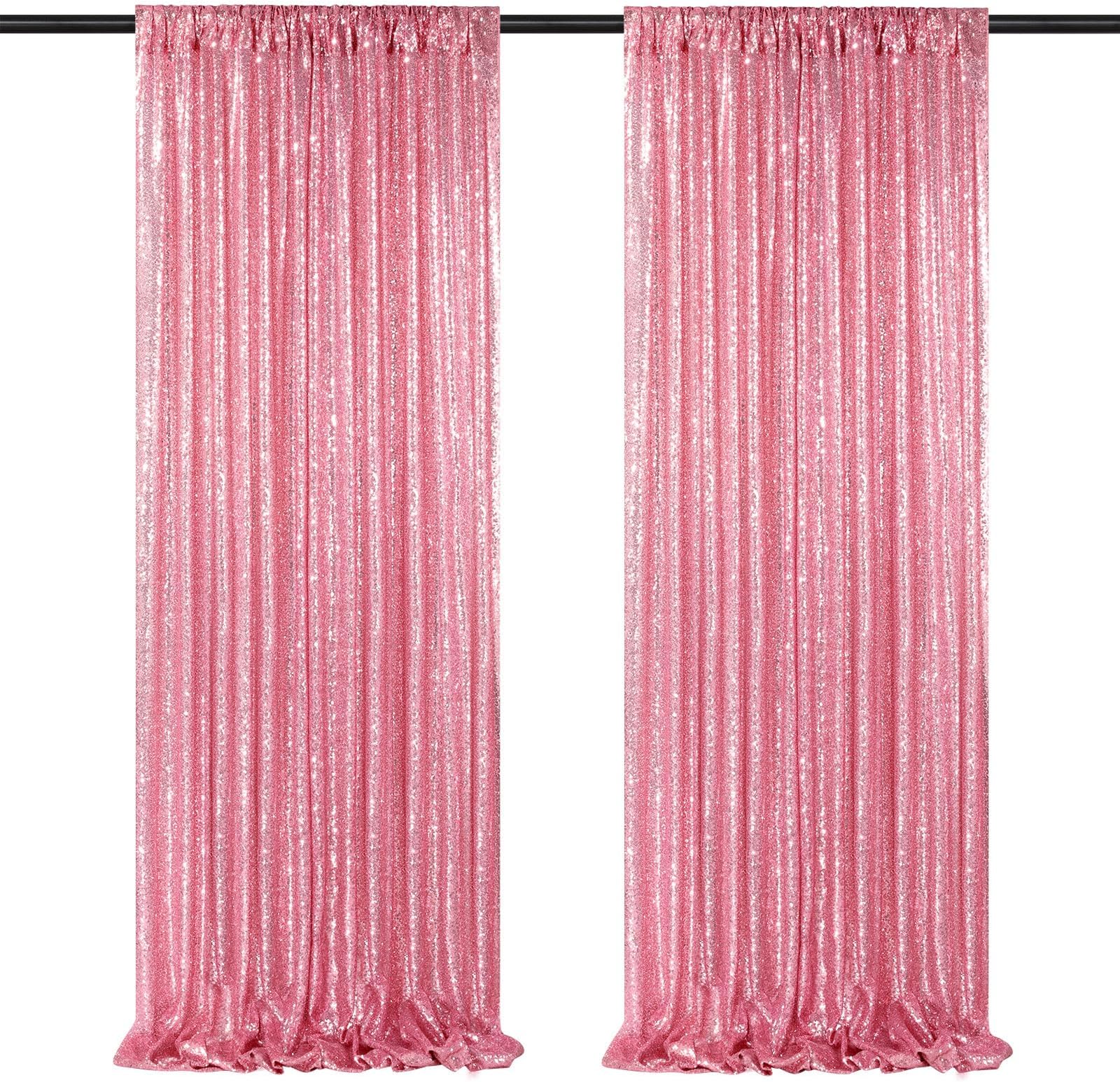 Amazon.com : Blush Pink Sequin Backdrop 2 Panels 2FTx8FT Glitter ...
