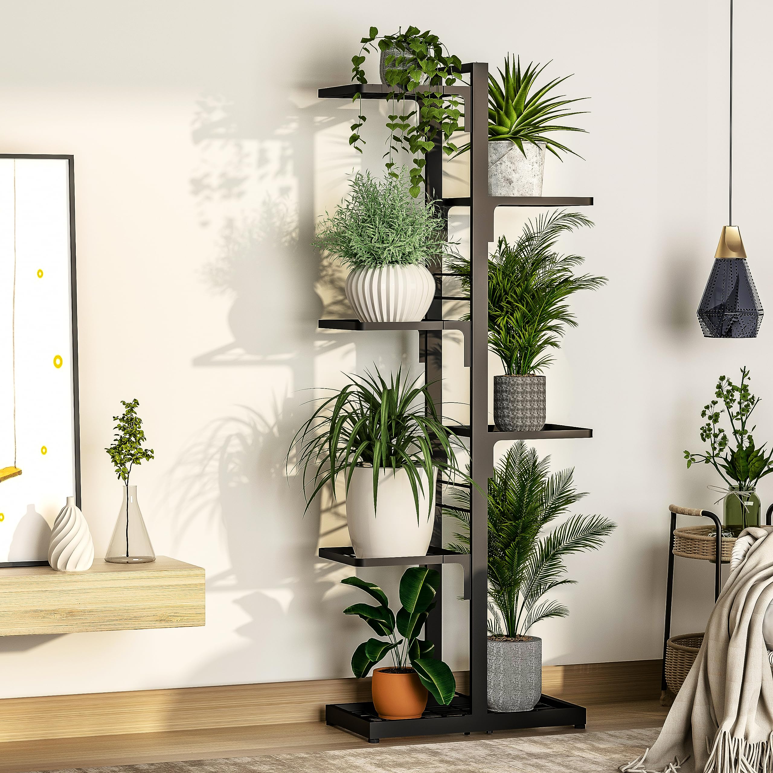Plant Stand Indoor Tall Shelf - 6 Tier Adjustable Metal Plant Stands ...