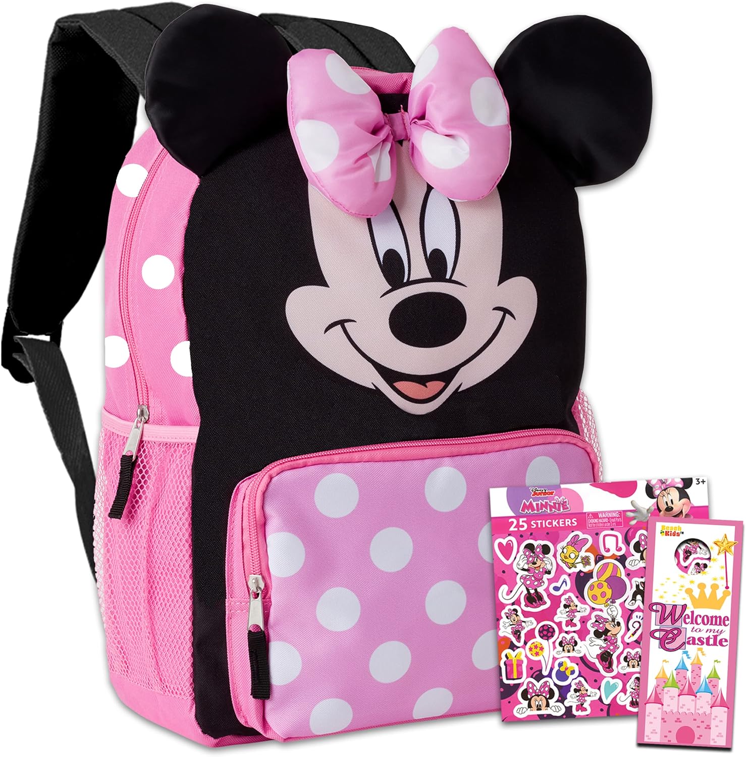 Amazon.com | Big Face Minnie Mouse Backpack for Kids Toddlers ~ Premium ...