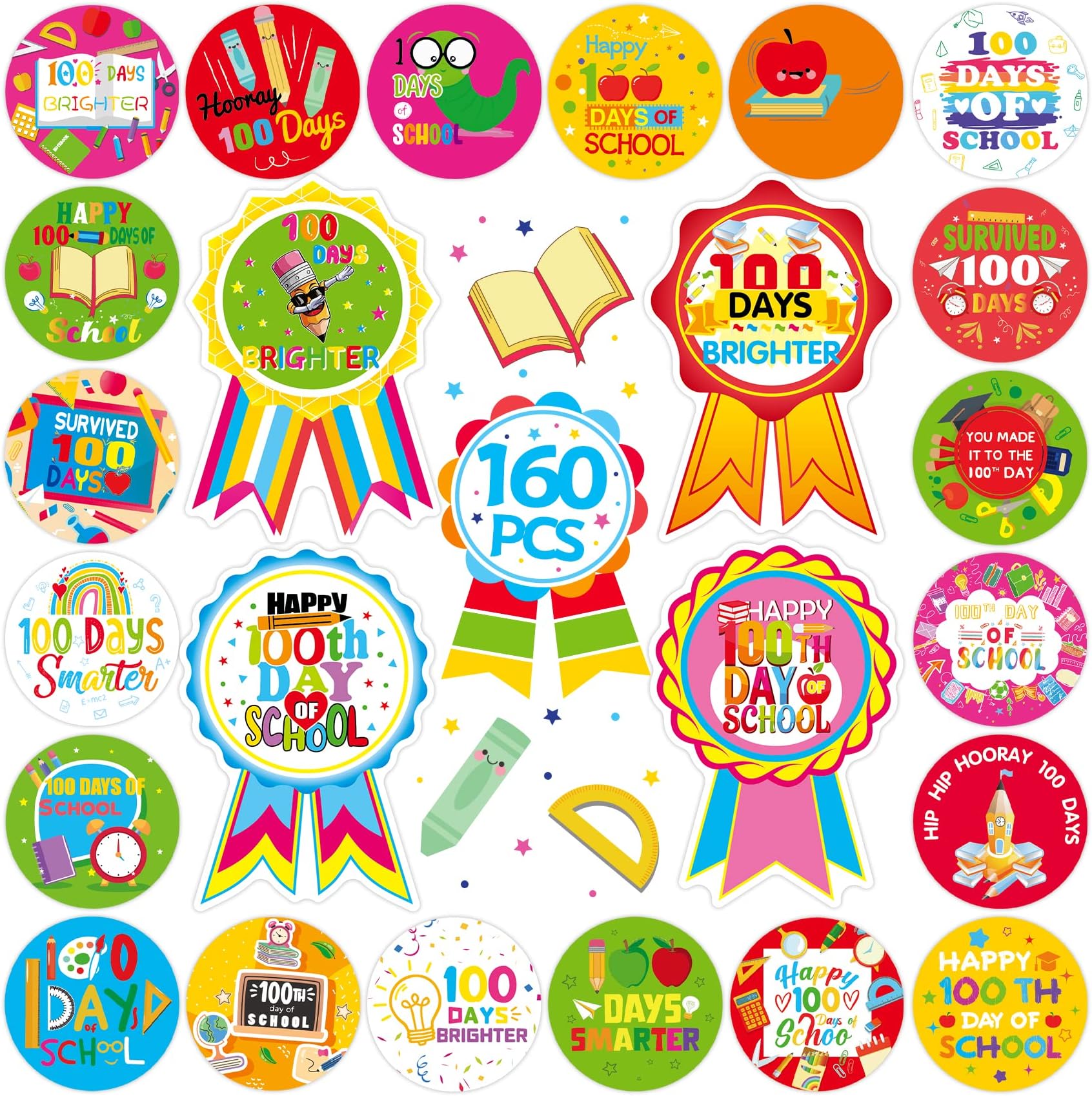 Amazon.com: 100th Day of School Stickers for Kids 500Pcs 100 Days ...