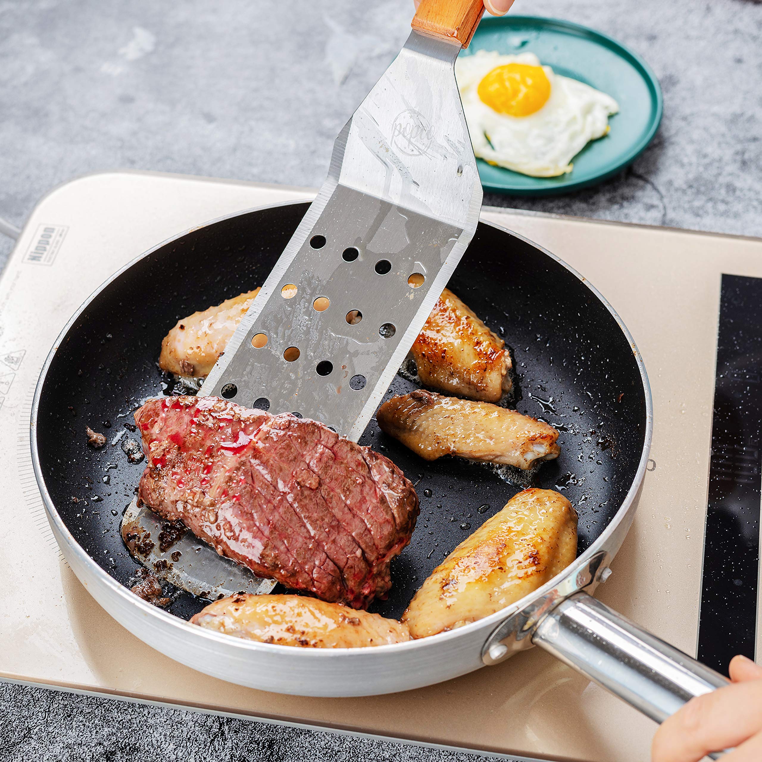 Snapklik.com : Set Of 2 Wood Handle Heavy Duty Stainless Steel ...