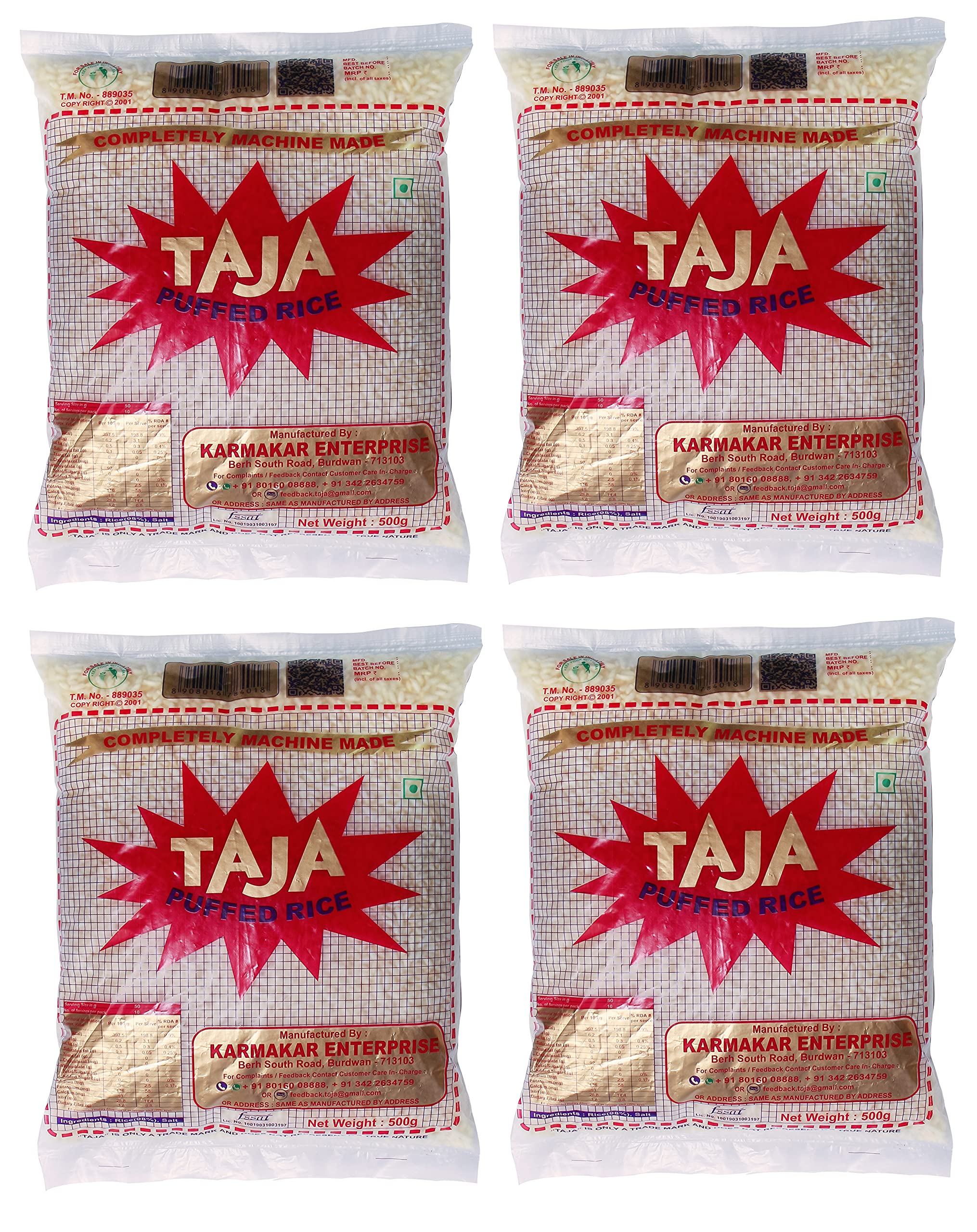 TAJA Puffed Rice 500GM, Pack of 4 (MURI/MURMURA) : Amazon.in: Grocery ...
