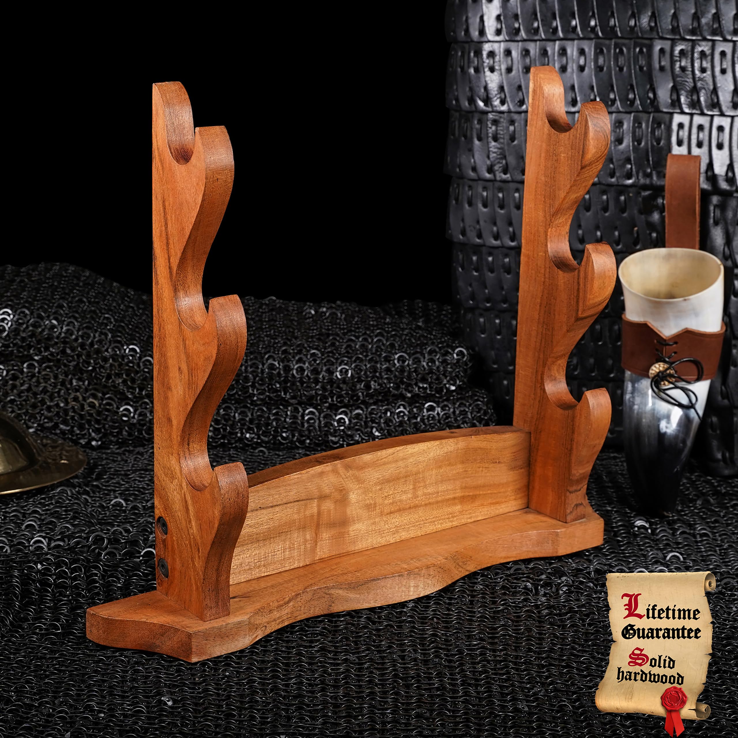 Snapklik.com : Mythrojan Medieval Sword Stand Solid Wood Horizontal ...